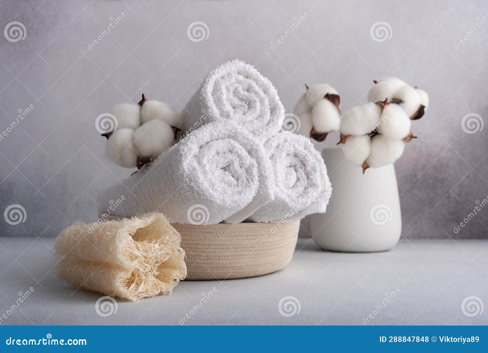 Stack of Rolled White Cotton Towels Stock Photo - Image of white ...
