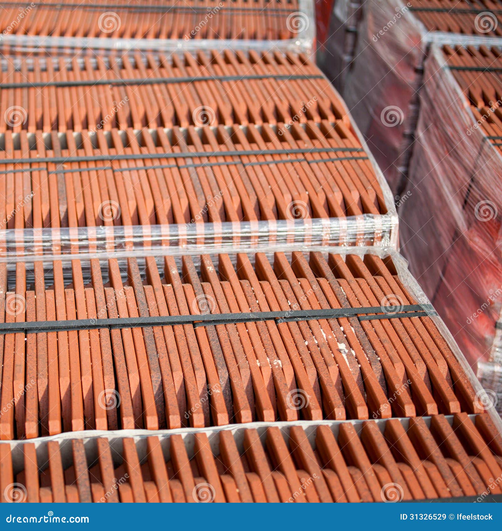 Stack of roofing tiles stock image. Image of packaged - 31326529