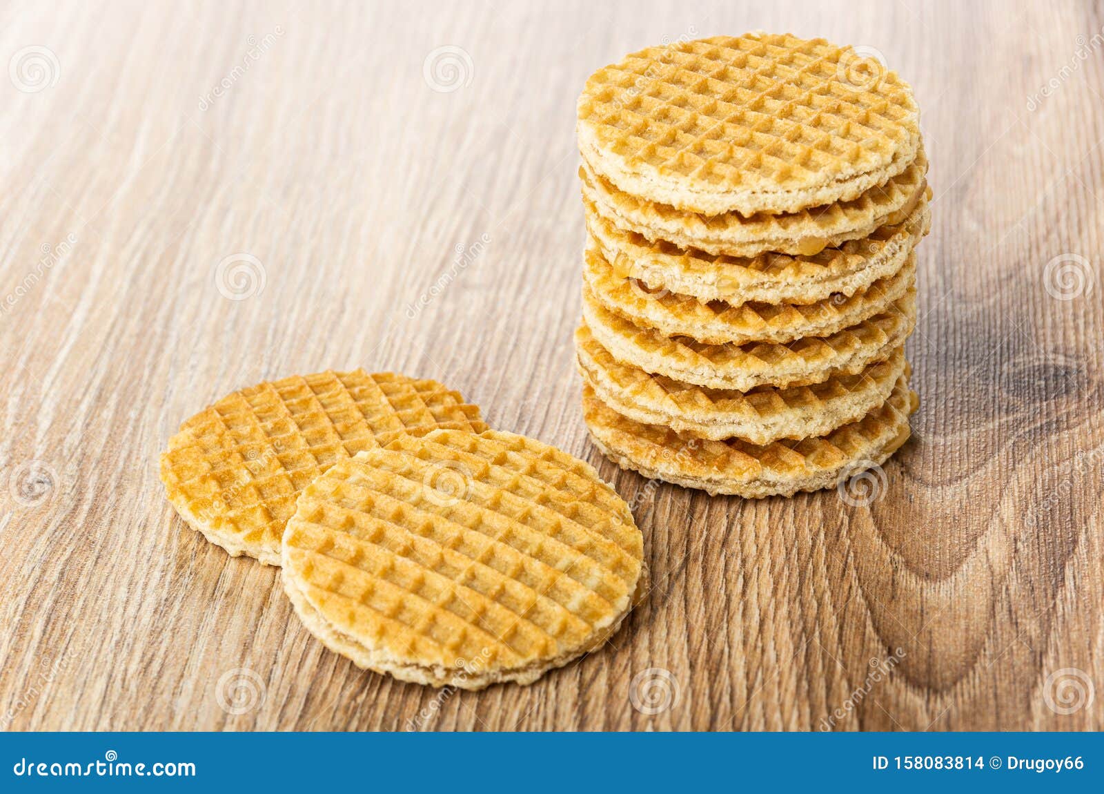 Stack of Round Wafers with Filling on Table Stock Photo - Image of ...