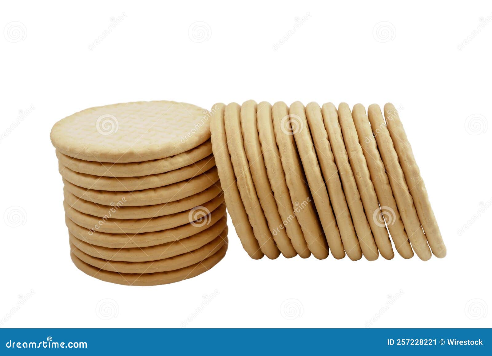 Stack of Round Bread Crackers Isolated on White Background Stock Image ...