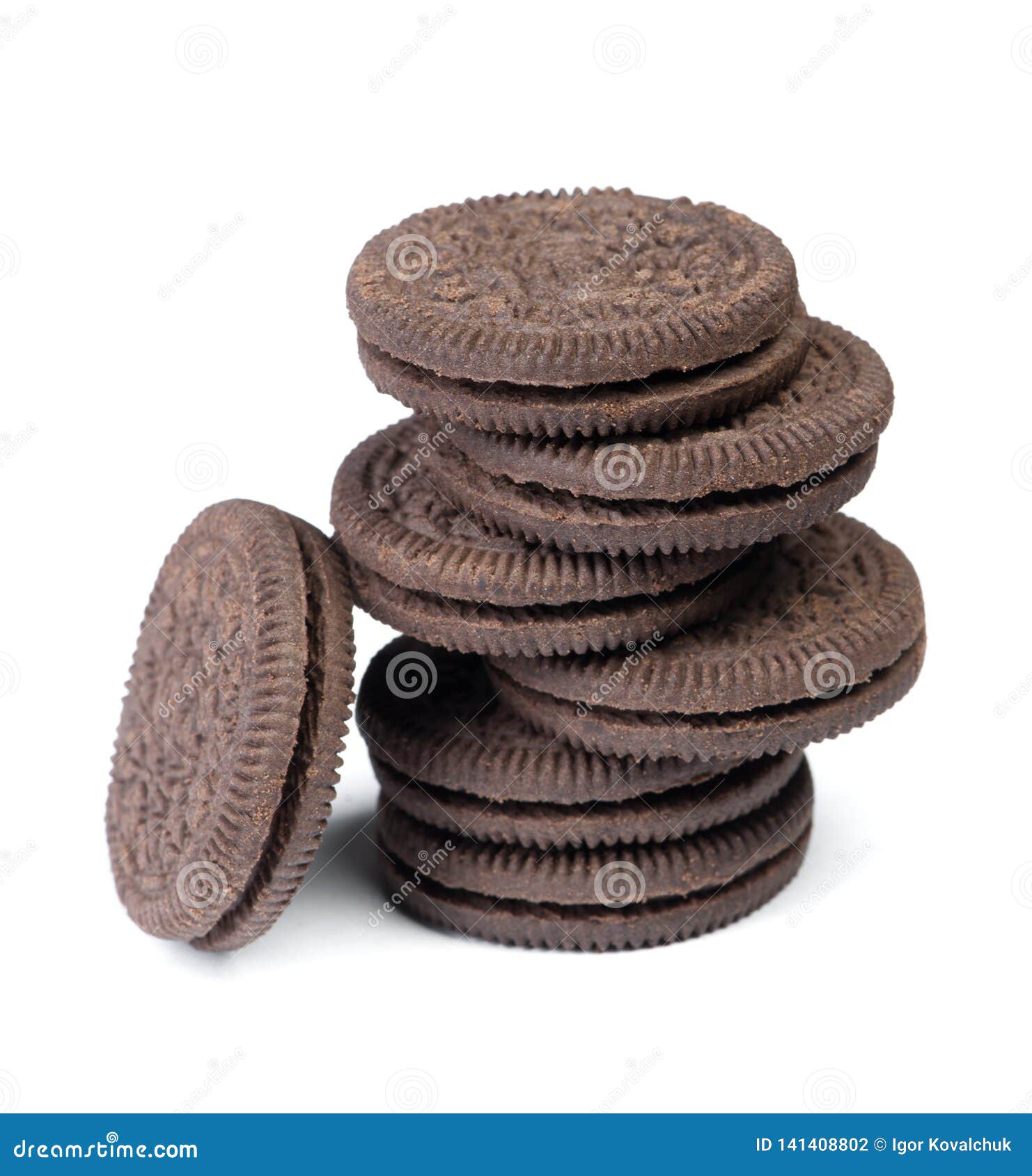 Stack of Round Chocolate Cookies Stock Photo - Image of heap, filled ...