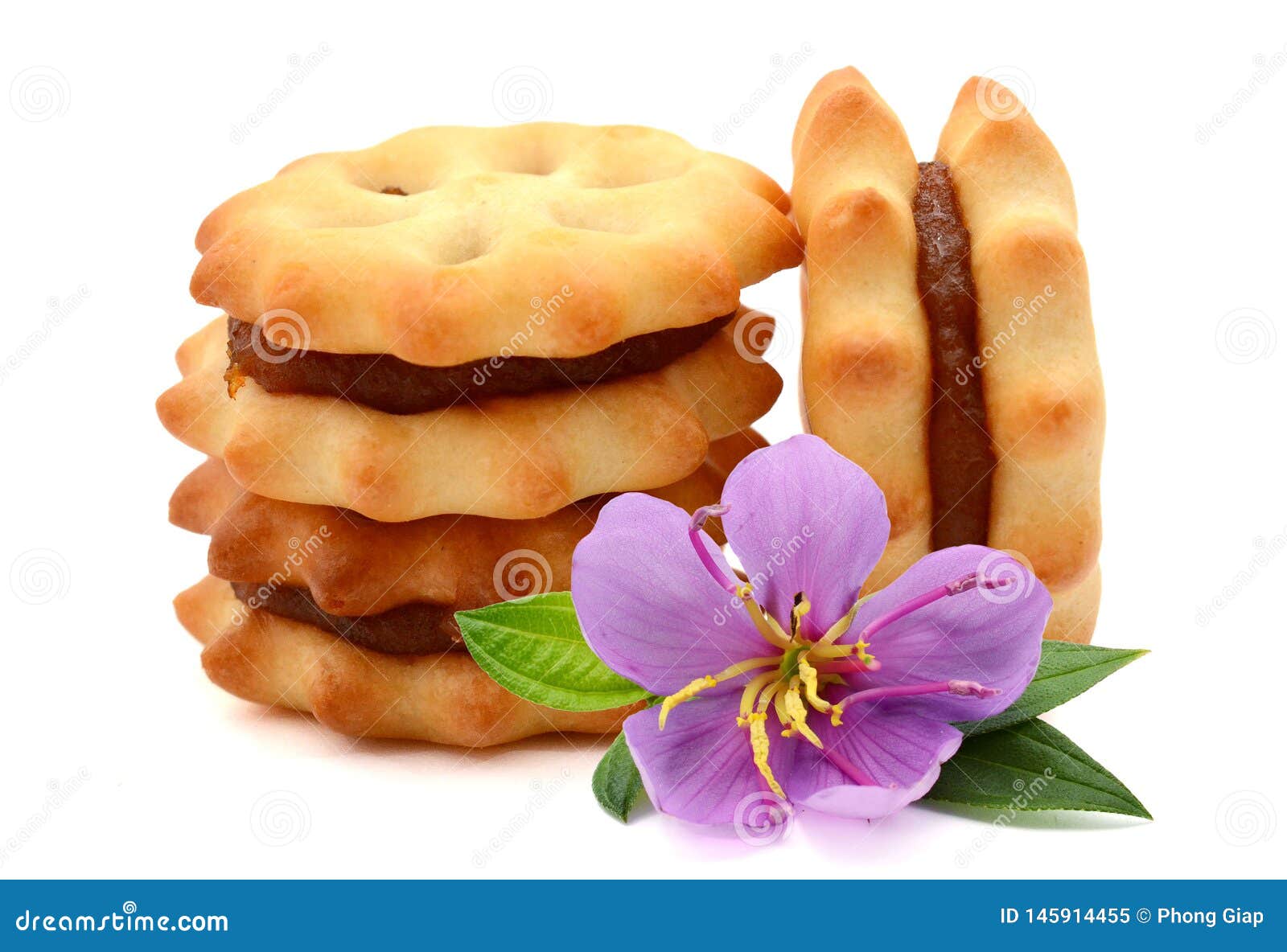 Stack Round Cracker Isolated on White Background. Dry Cracker Cookies ...