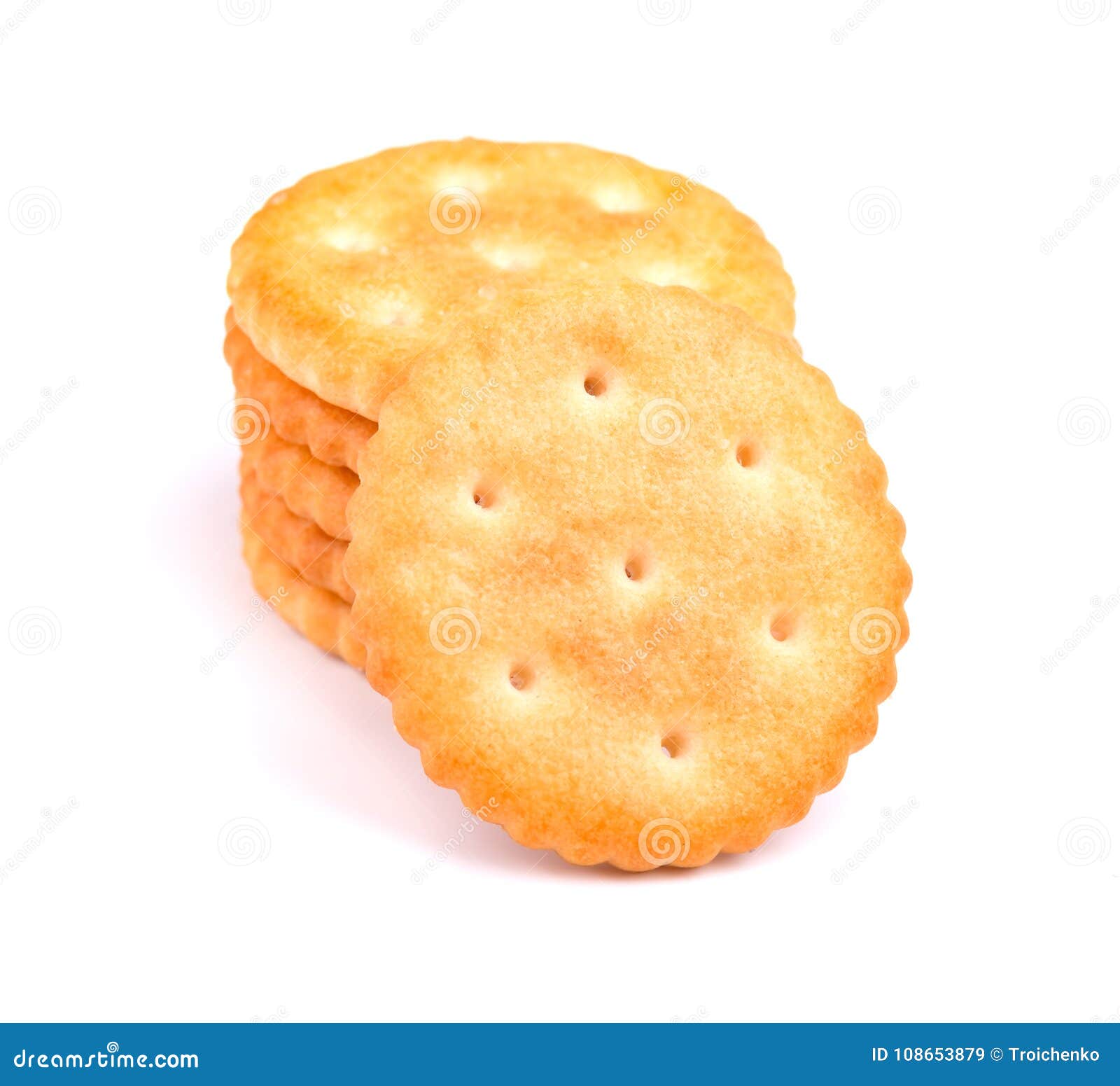 Stack Round Cracker Isolated on White Background. Dry Cracker Cookies ...