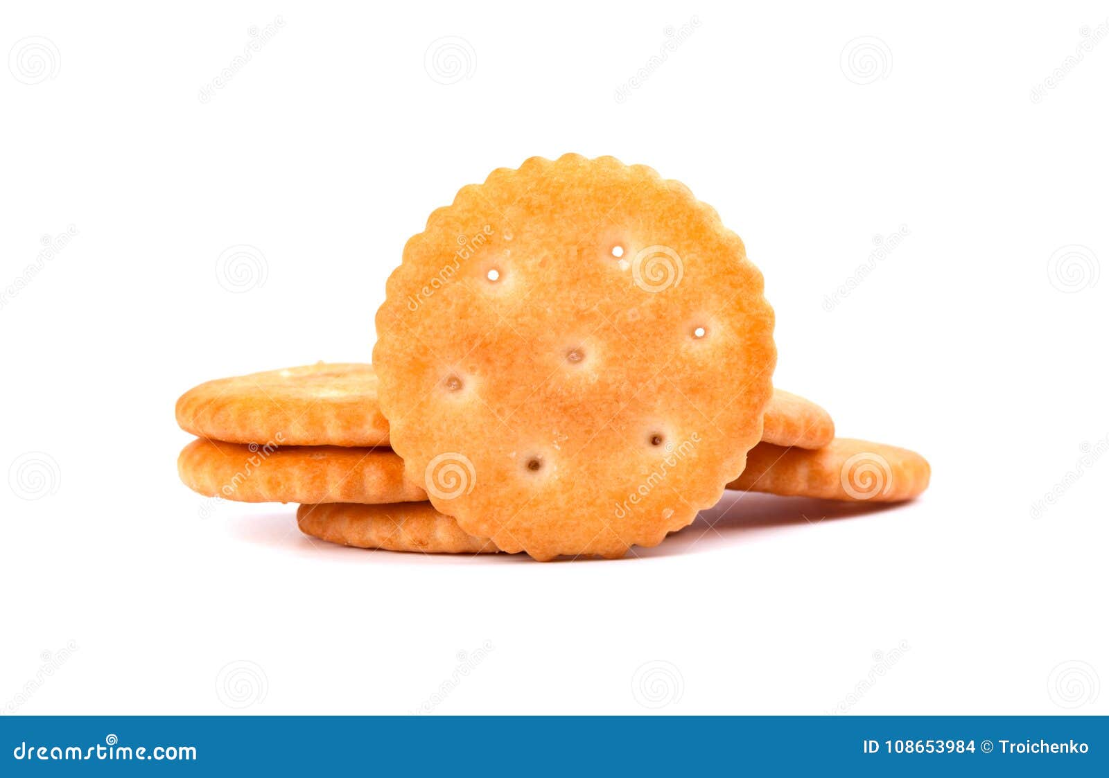 Stack Round Cracker Isolated On White Background. Dry Cracker Cookies ...