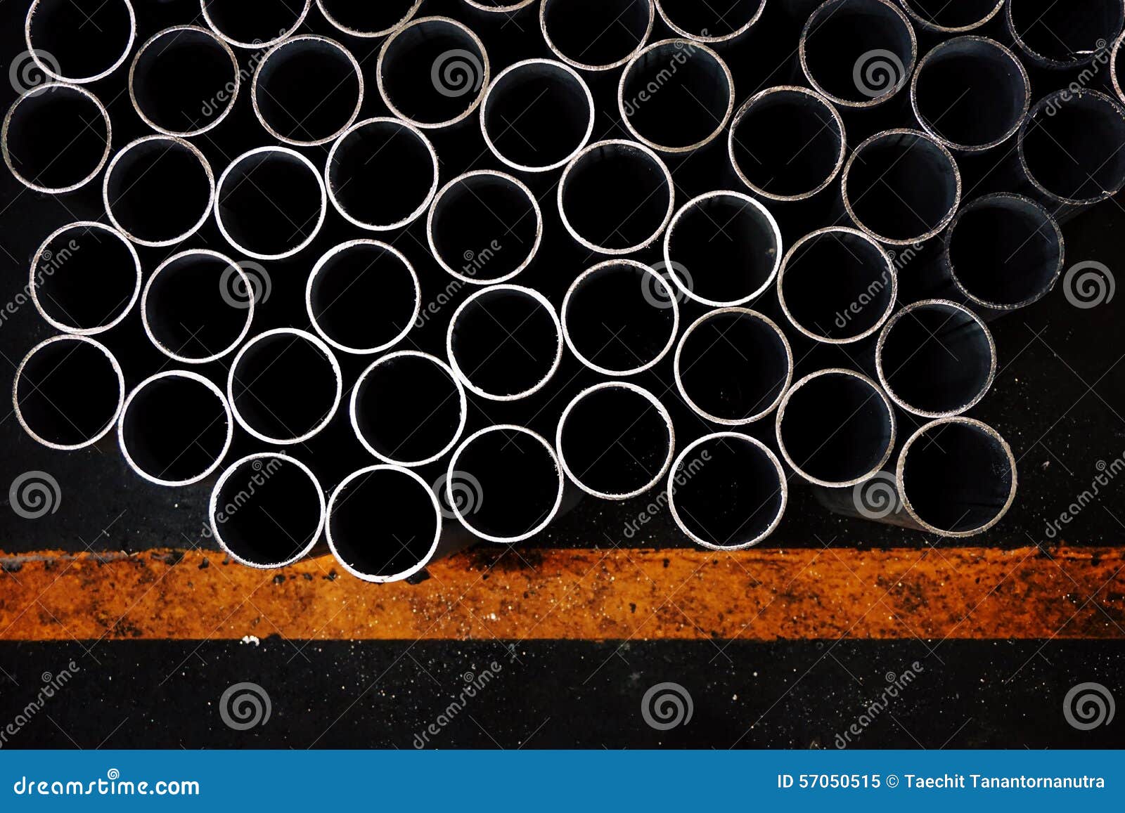 Stack of round metal tube stock image. Image of reflection - 57050515