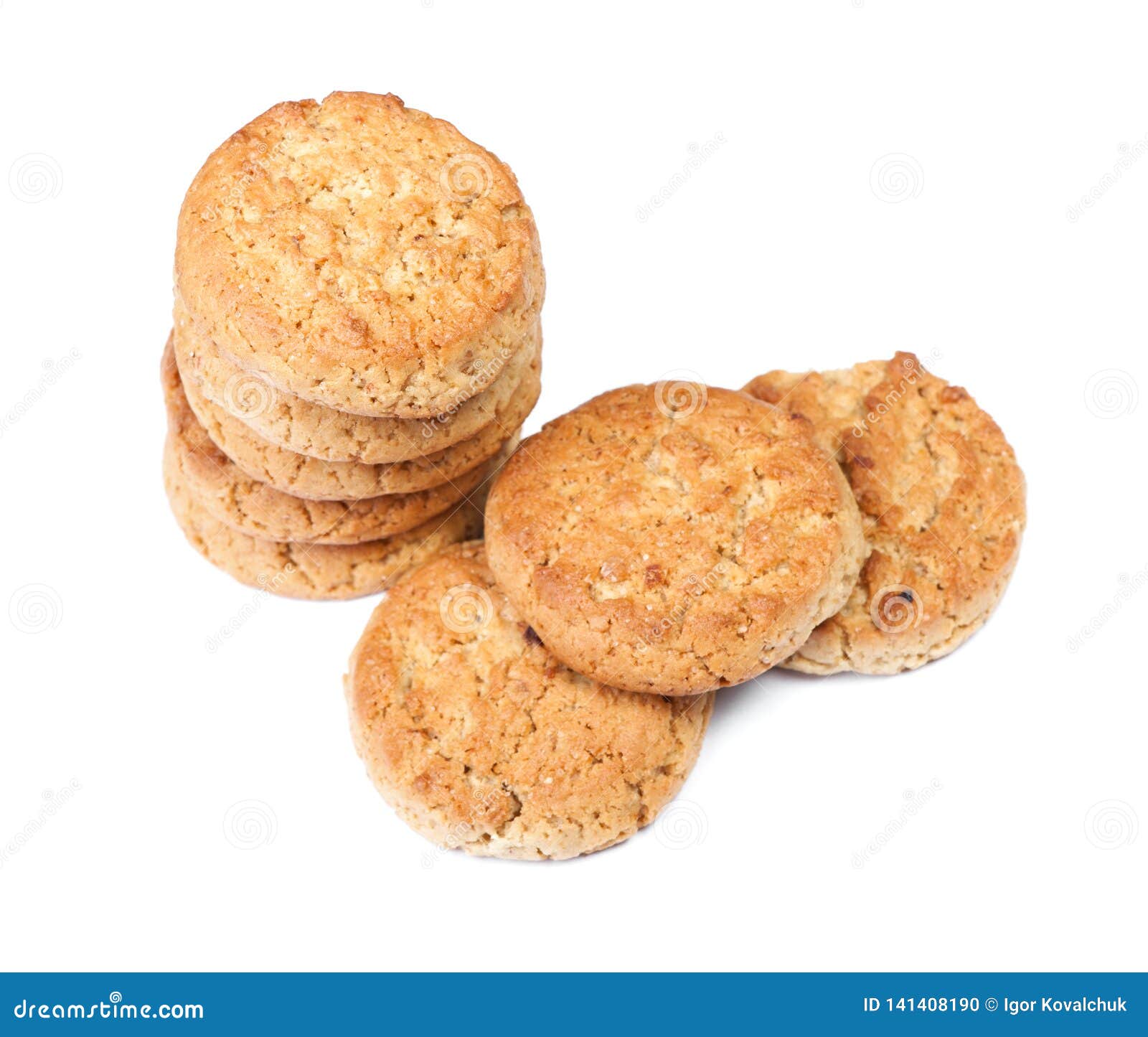 Stack of Round Oatmeal Cookies Stock Photo - Image of closeup, isolated ...