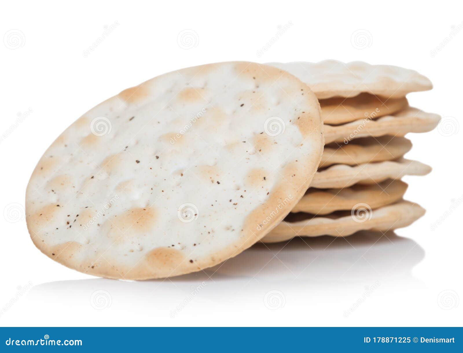 Stack of Round Organic Crispy Salty Crackers on White Stock Image ...