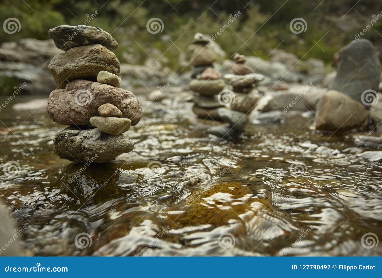 Stack of Rocks in the Middle of the Water Stock Photo - Image of nature ...