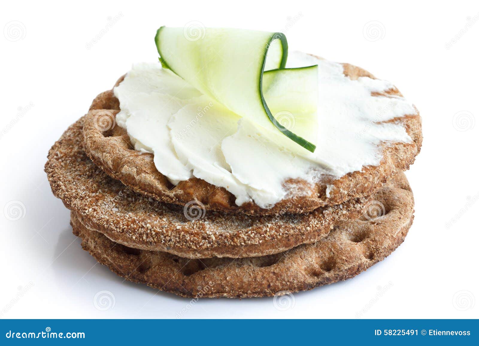 Stack of Round Rye Crispbreads Isolated on White. Top One Spread Stock ...