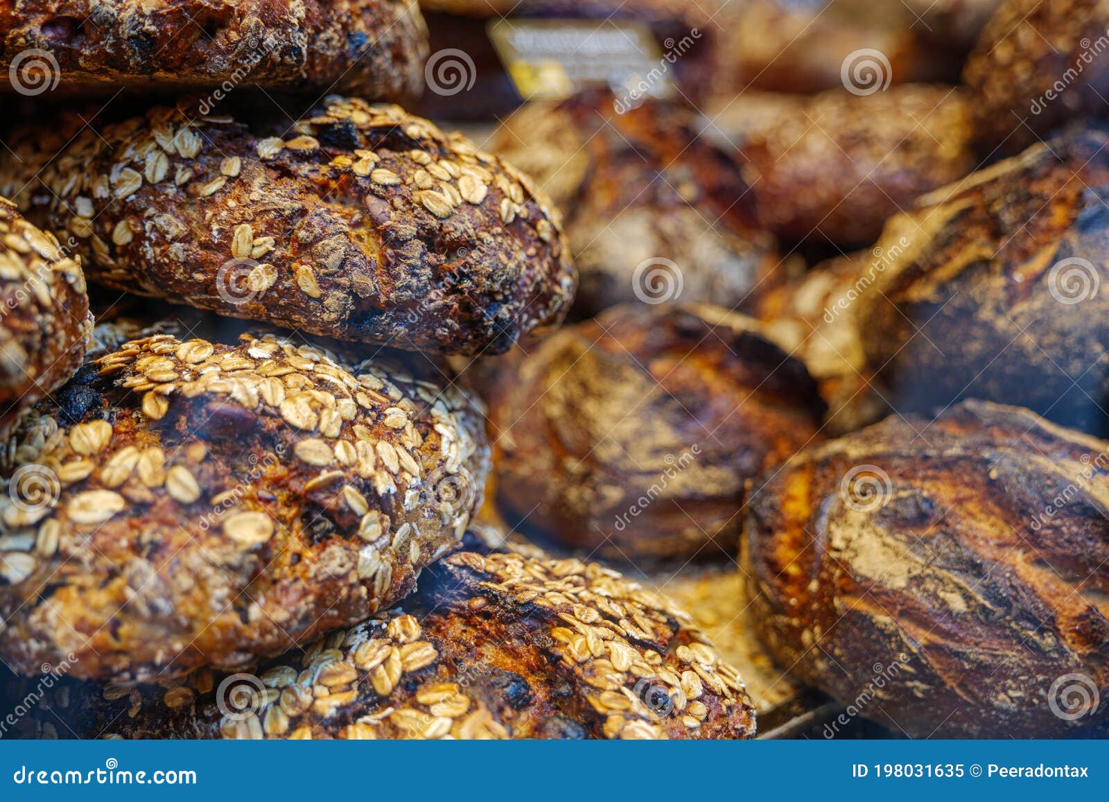 Stack of Round Rye and Wheat Mix with Various Cereal of Rustic and ...