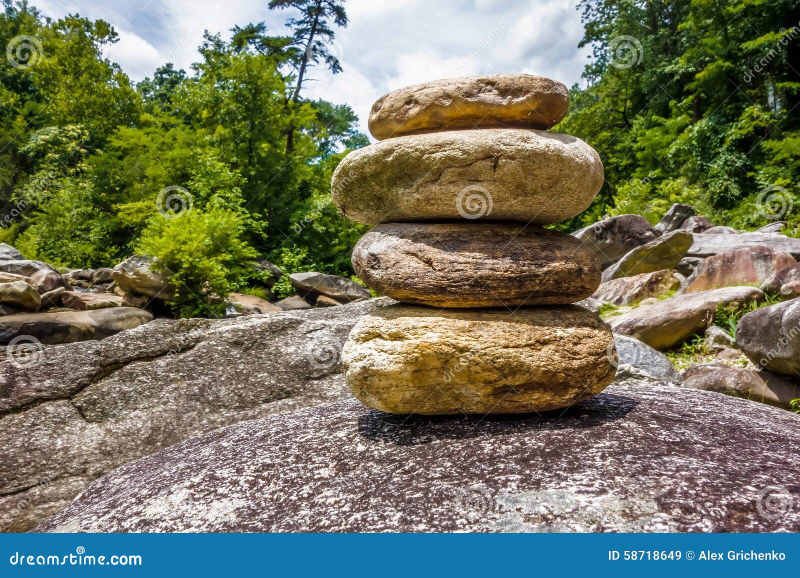 Stack of Round Smooth Stones Near Mountain River Stock Image - Image of ...