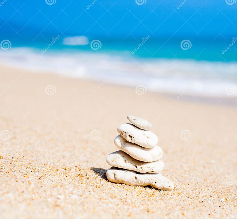 Stack of Round Smooth Stones on a Seashore Stock Image - Image of rough ...