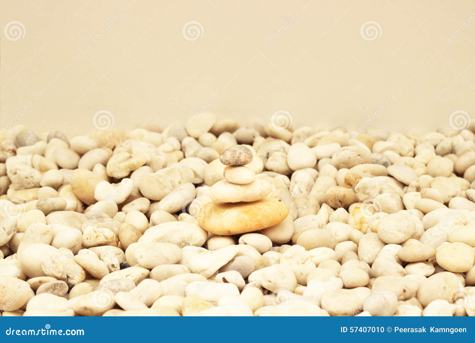 Stack of Round Smooth Stones on a Seashore Stock Photo - Image of ...