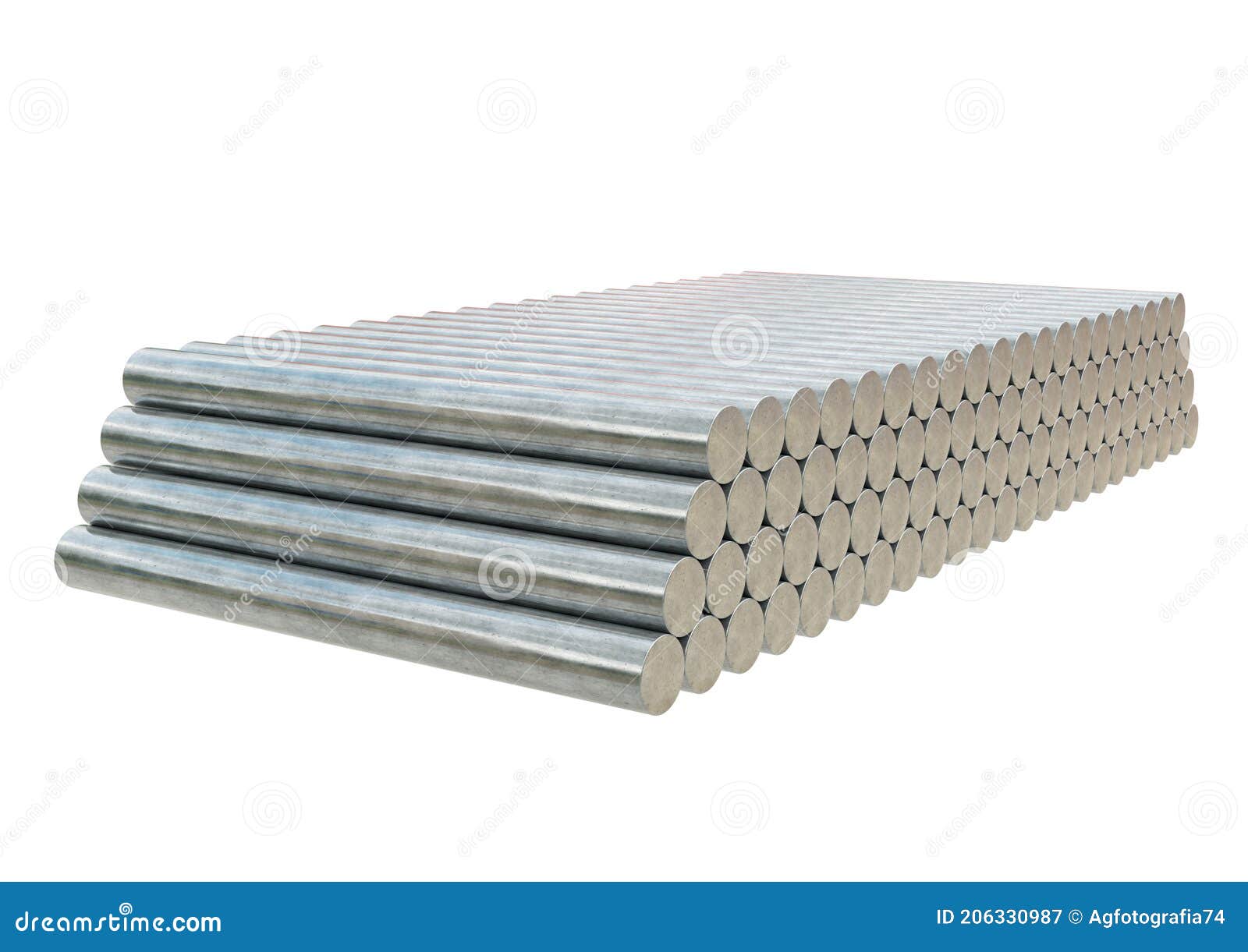 Stack Round Steel Bars Isolated on White Background Stock Illustration ...