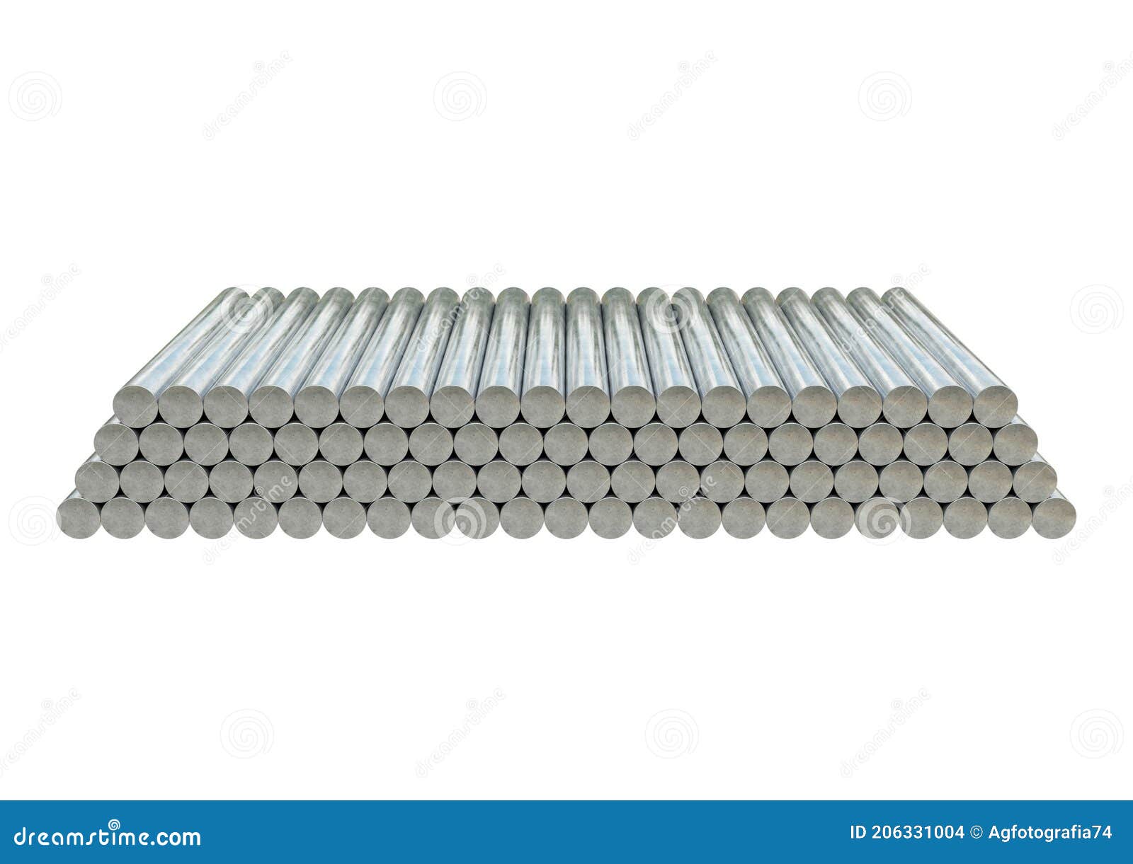 Stack Round Steel Bars Isolated on White Background Stock Illustration ...