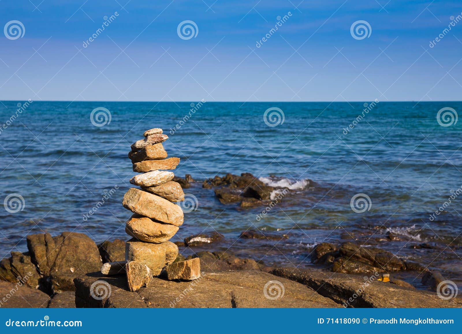 Stack of Round Stone Natural Skyline Background Stock Photo - Image of ...
