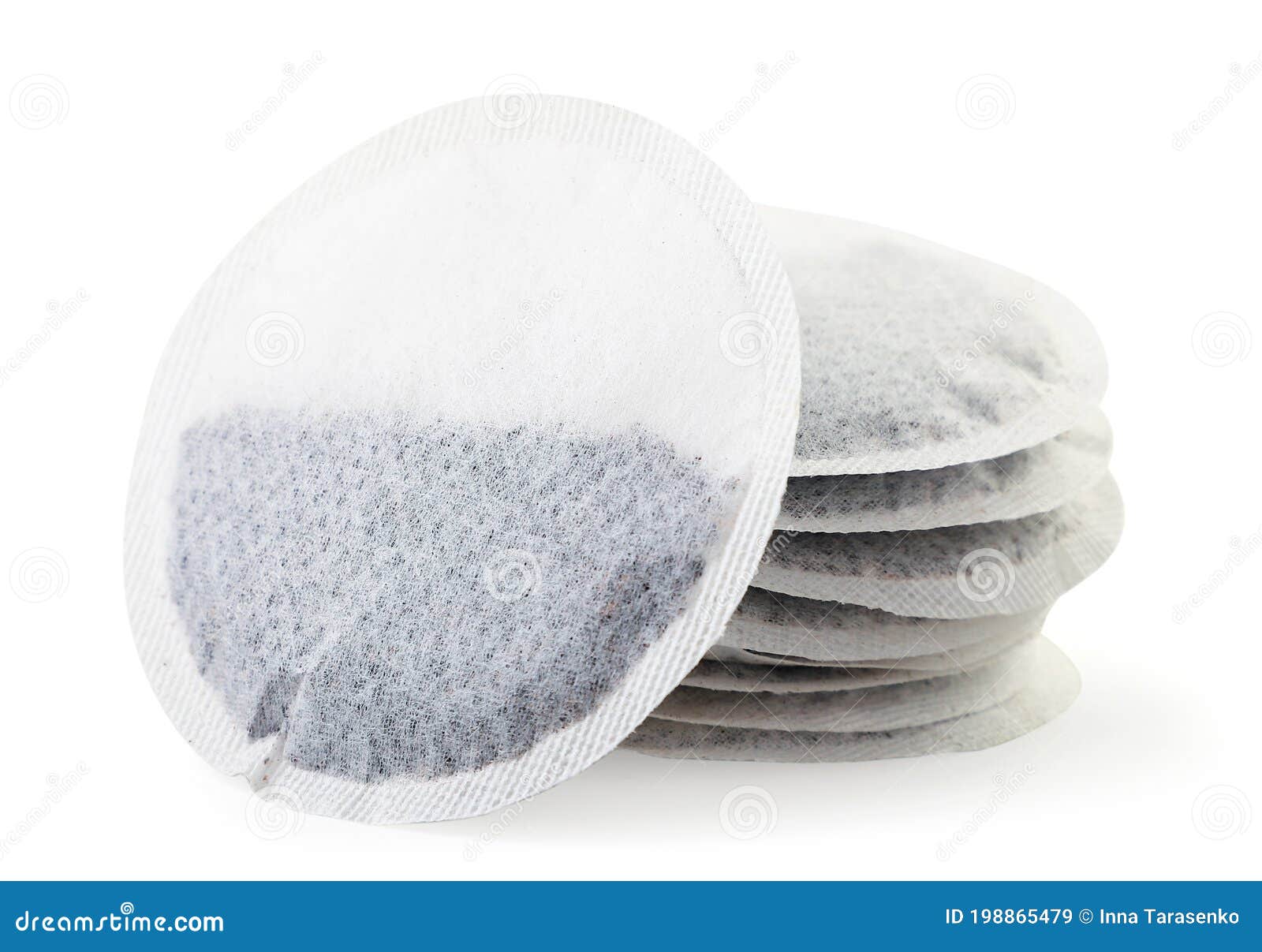 Stack of Round Tea Bags on a White Background. Isolated Stock Image ...