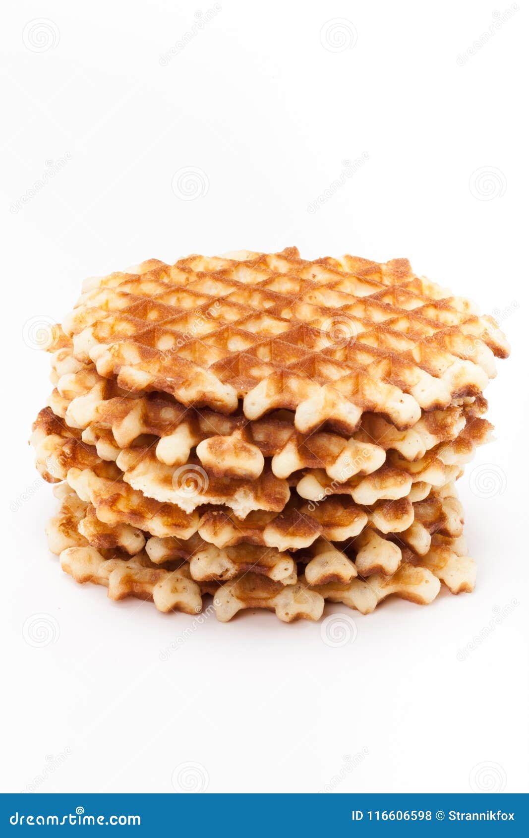 Stack of Round Waffles on White Background Stock Photo - Image of ...