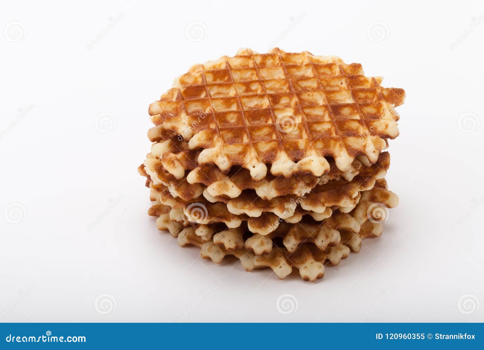 Stack of Round Waffles on White Background Stock Image - Image of gold ...