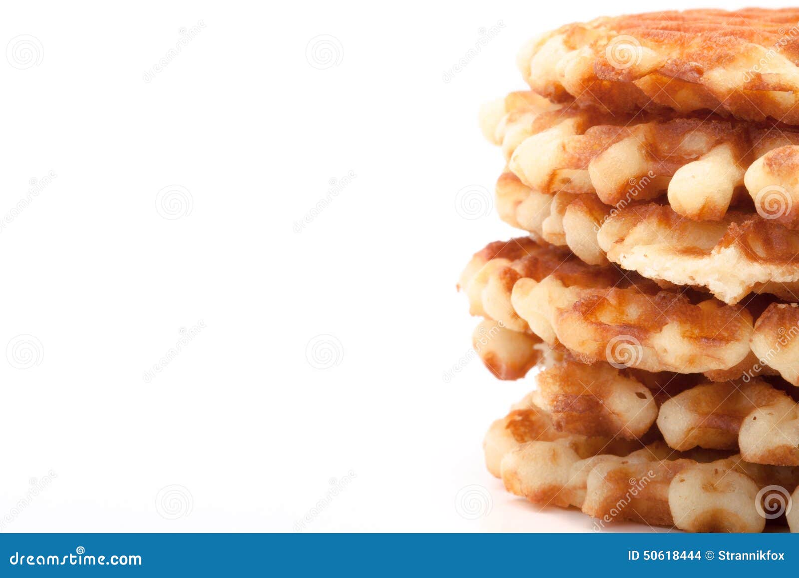 Stack of Round Waffles on White Background Stock Photo - Image of brown ...