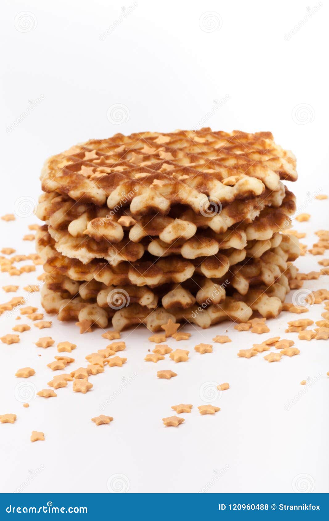 Stack of Round Waffles on White Background with Many Stars Stock Photo ...
