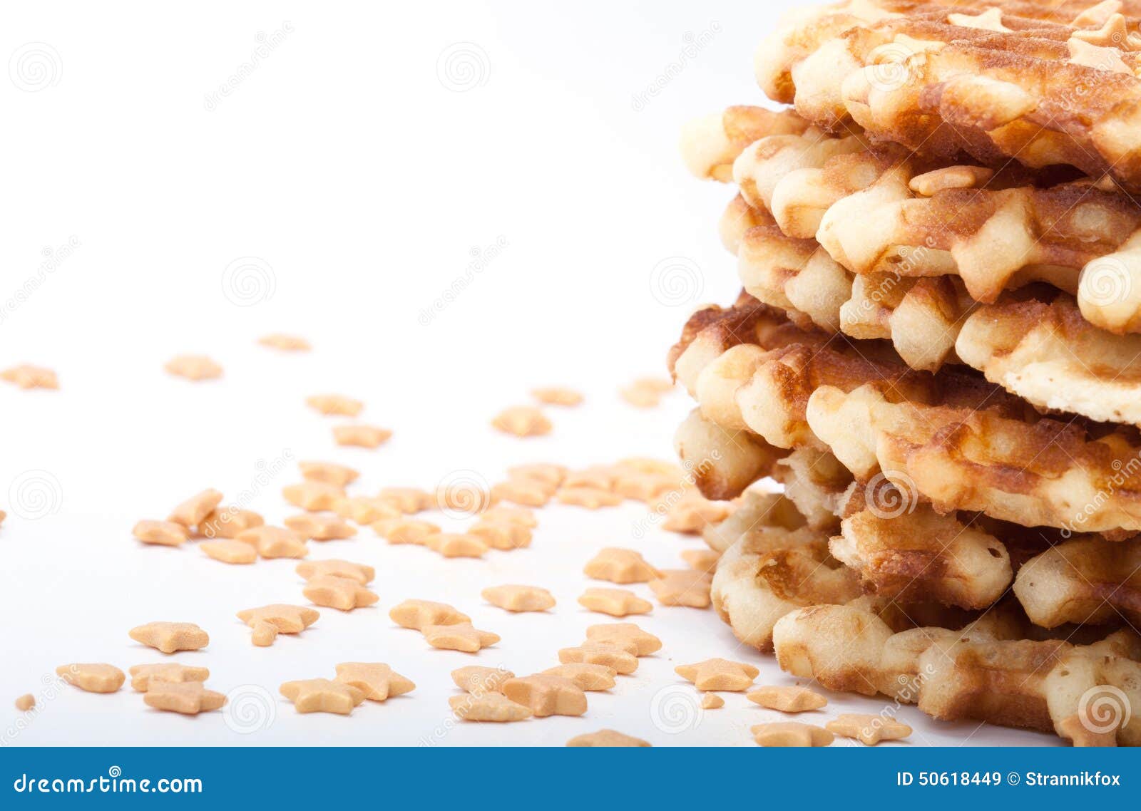 Stack of Round Waffles on White Background with Many Stars Stock Image ...