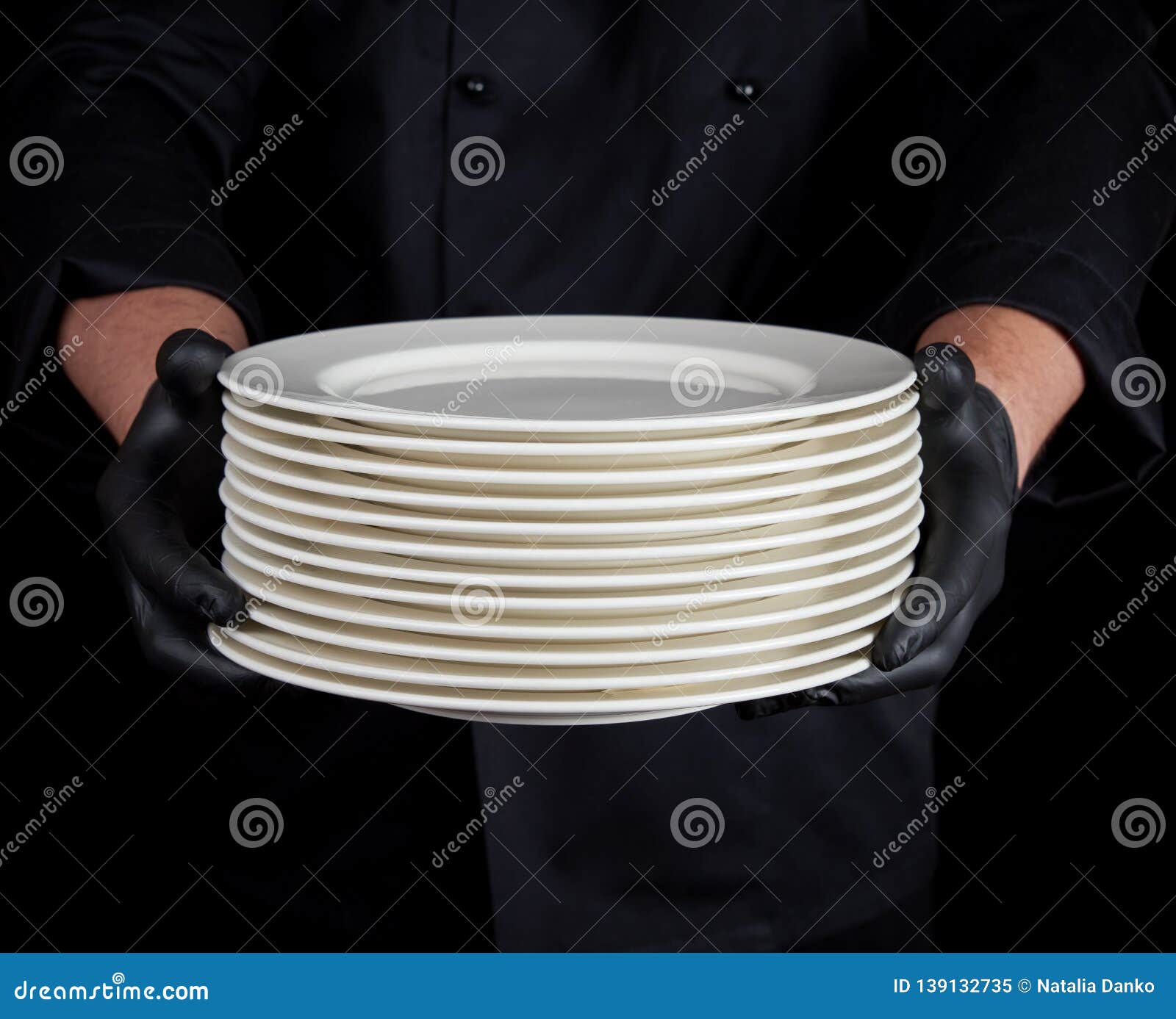 Stack of Round White Empty Plates Stock Image - Image of white ...