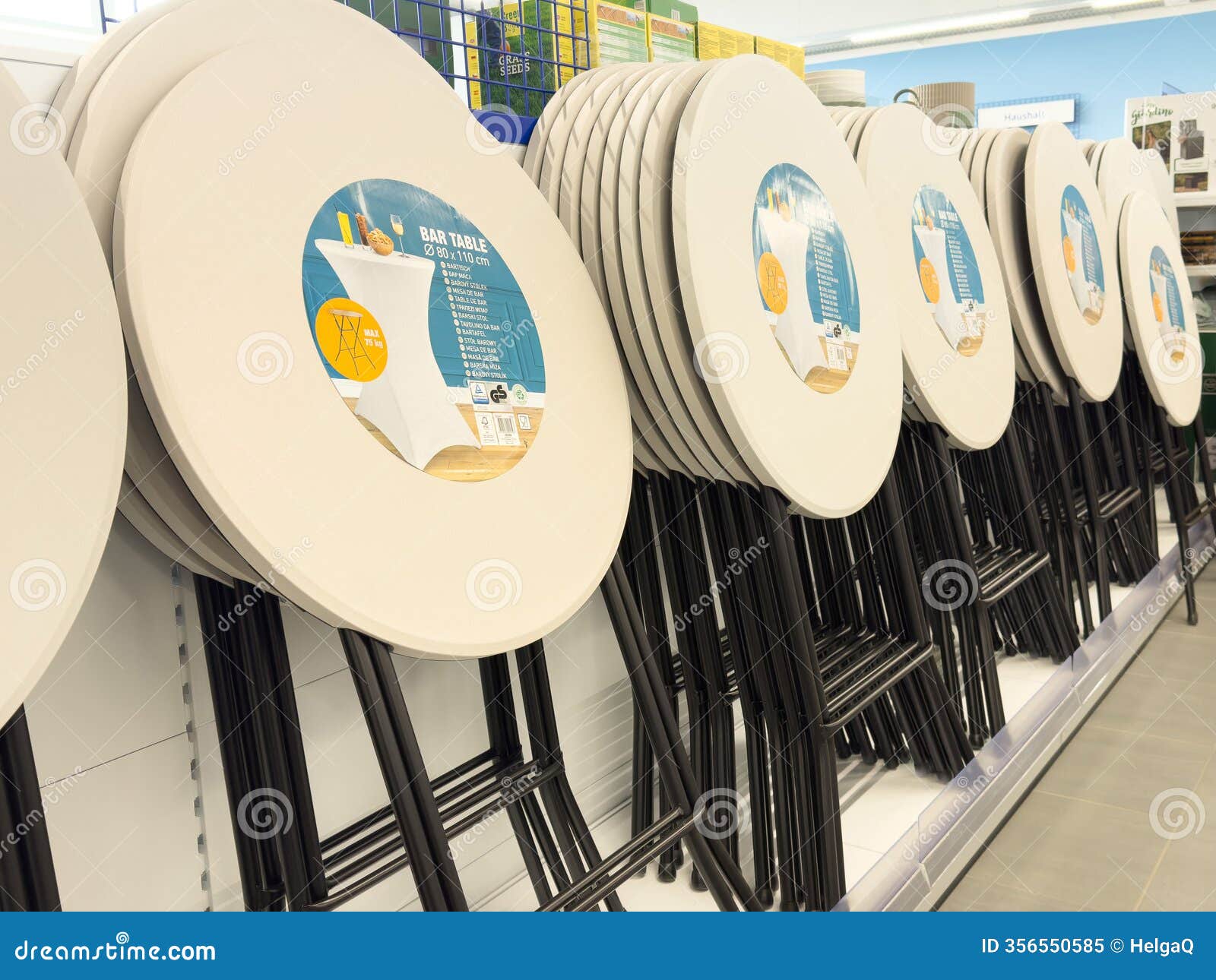 Stack of Round White Folding Tables in a Store Aisle Editorial Image ...