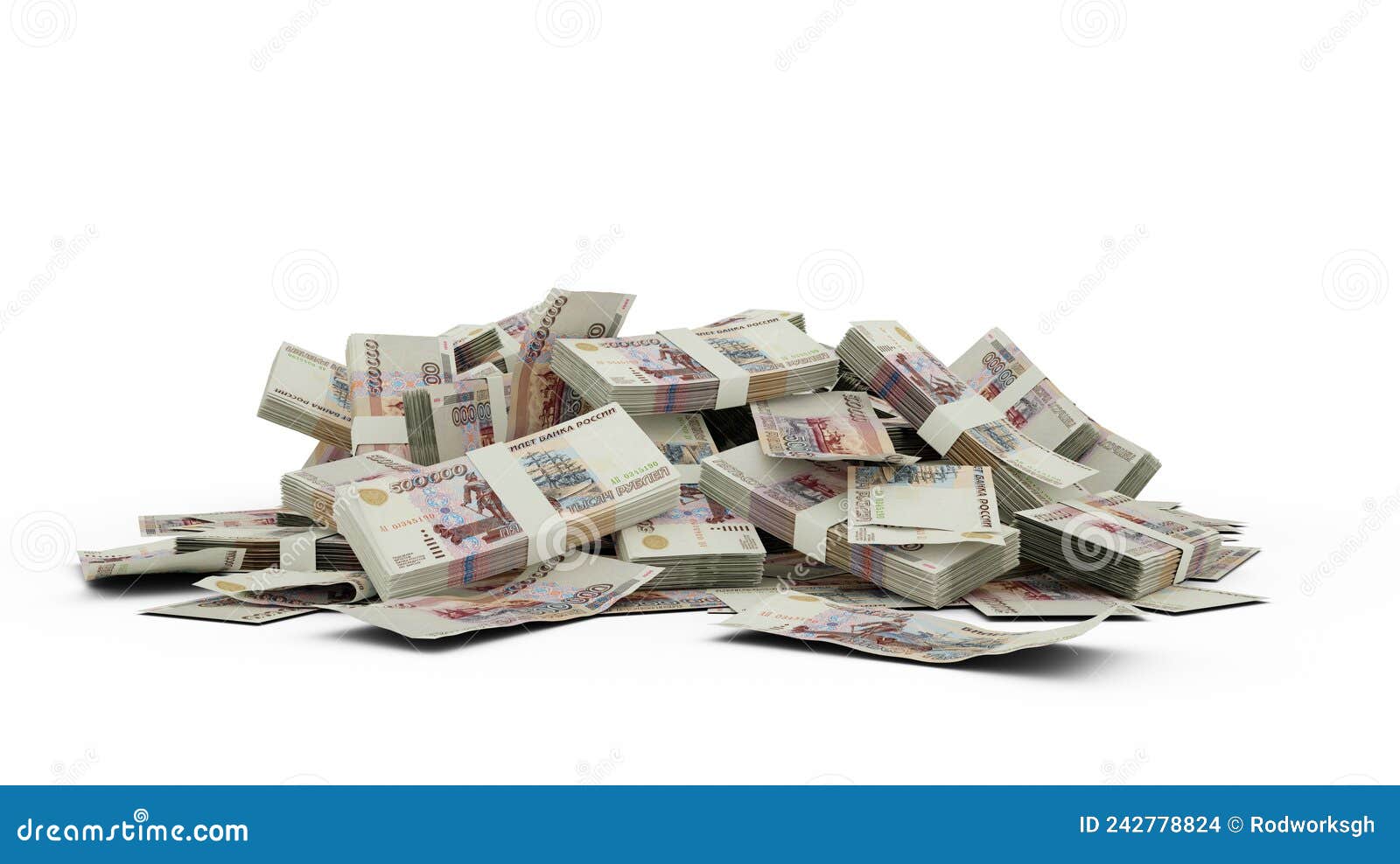 Stack of Russian Ruble Notes Isolated on White Background Stock ...