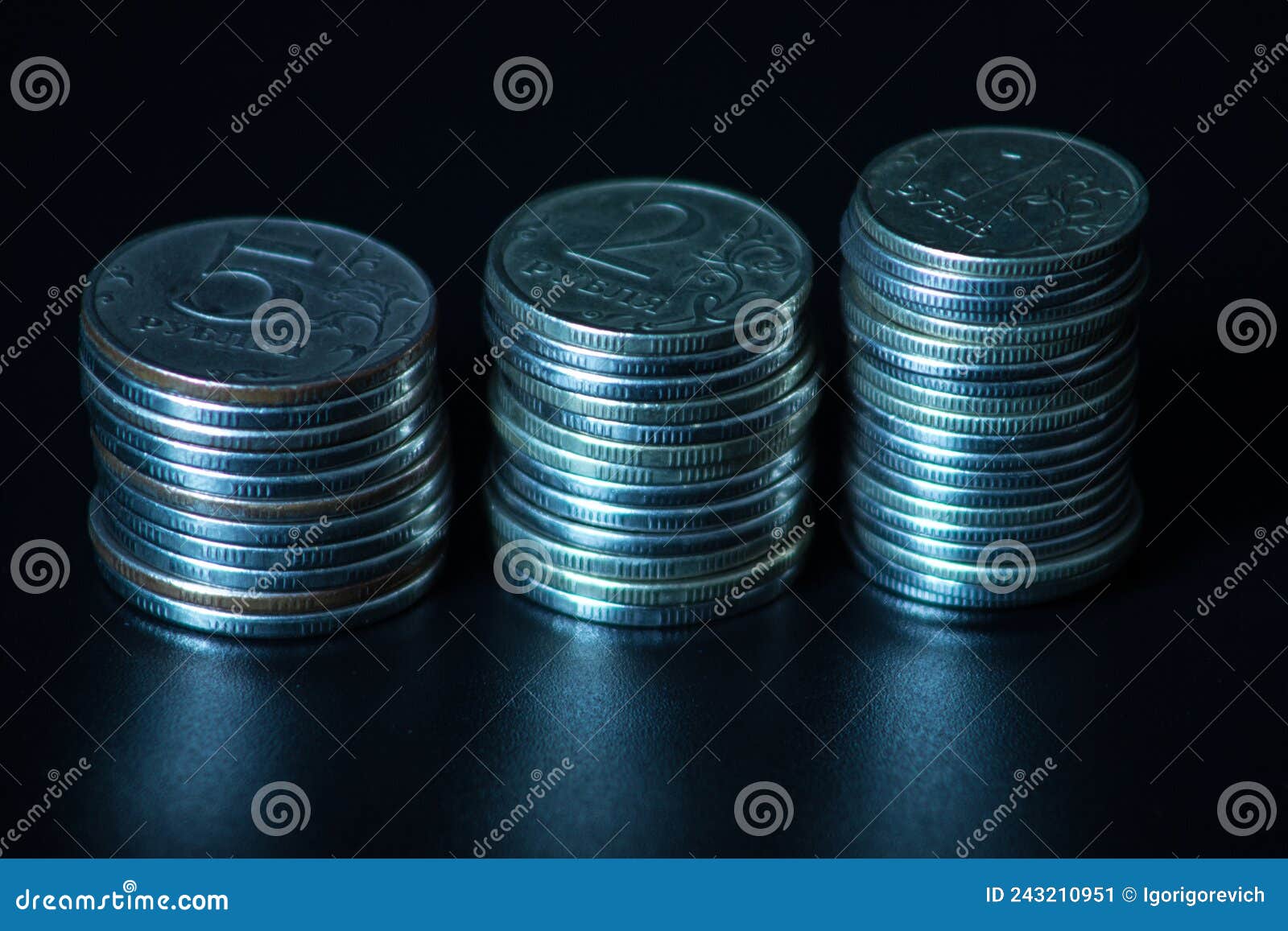 Stack of Russian Rubles Coins Stock Image - Image of economics ...