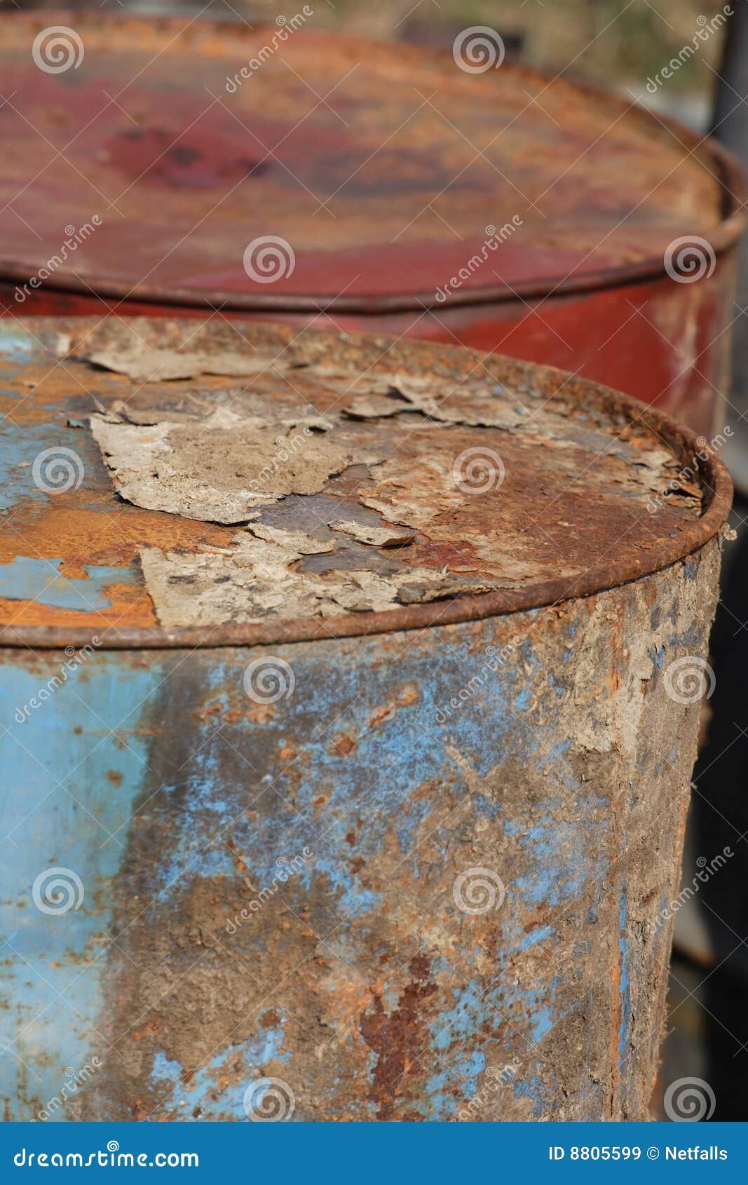 Stack of rusting barrels stock image. Image of containers - 8805599