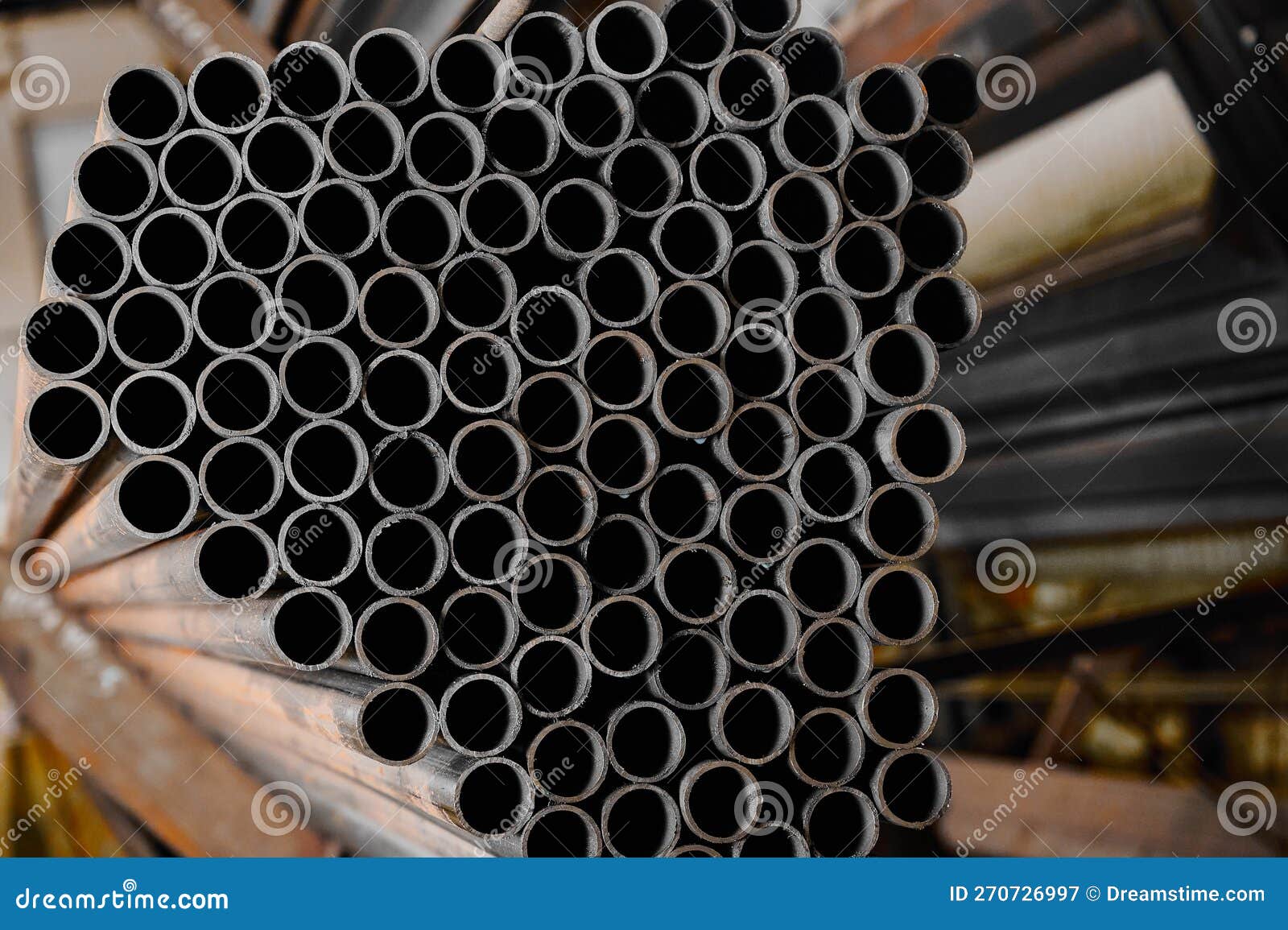 Stack of Rusty Cold Rolled Tubes in Industrial Complex Storage Stock ...