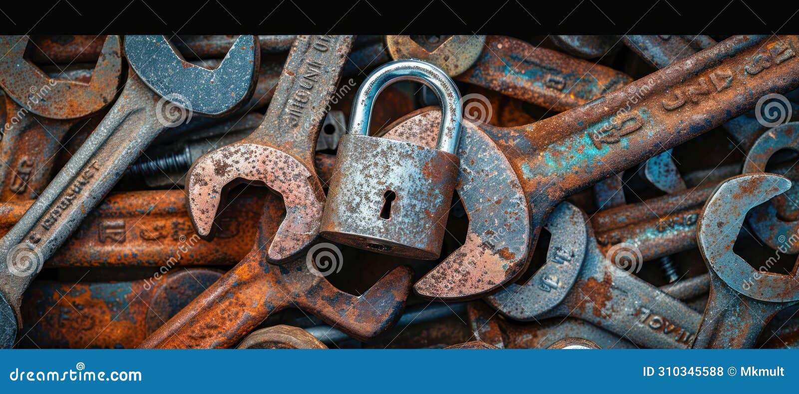 Stack of Rusty Keys stock photo. Image of ring, aged - 310345588