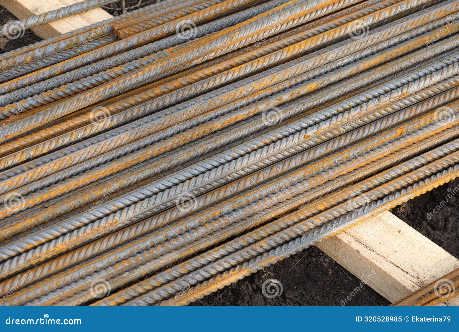 A Stack of Rusty Rebar on a Construction Site Stock Image - Image of ...