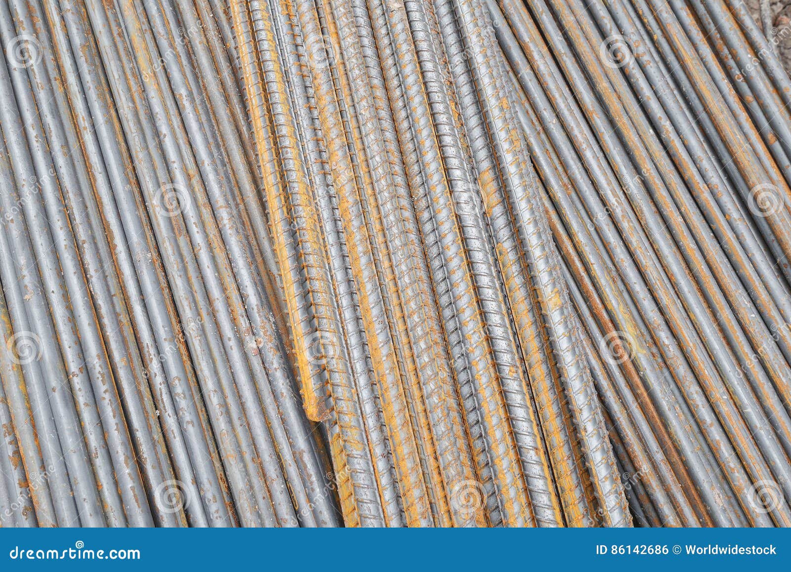 Stack of Rusty Round Steel Bar - Iron Metal Rail Lines Material Stock ...