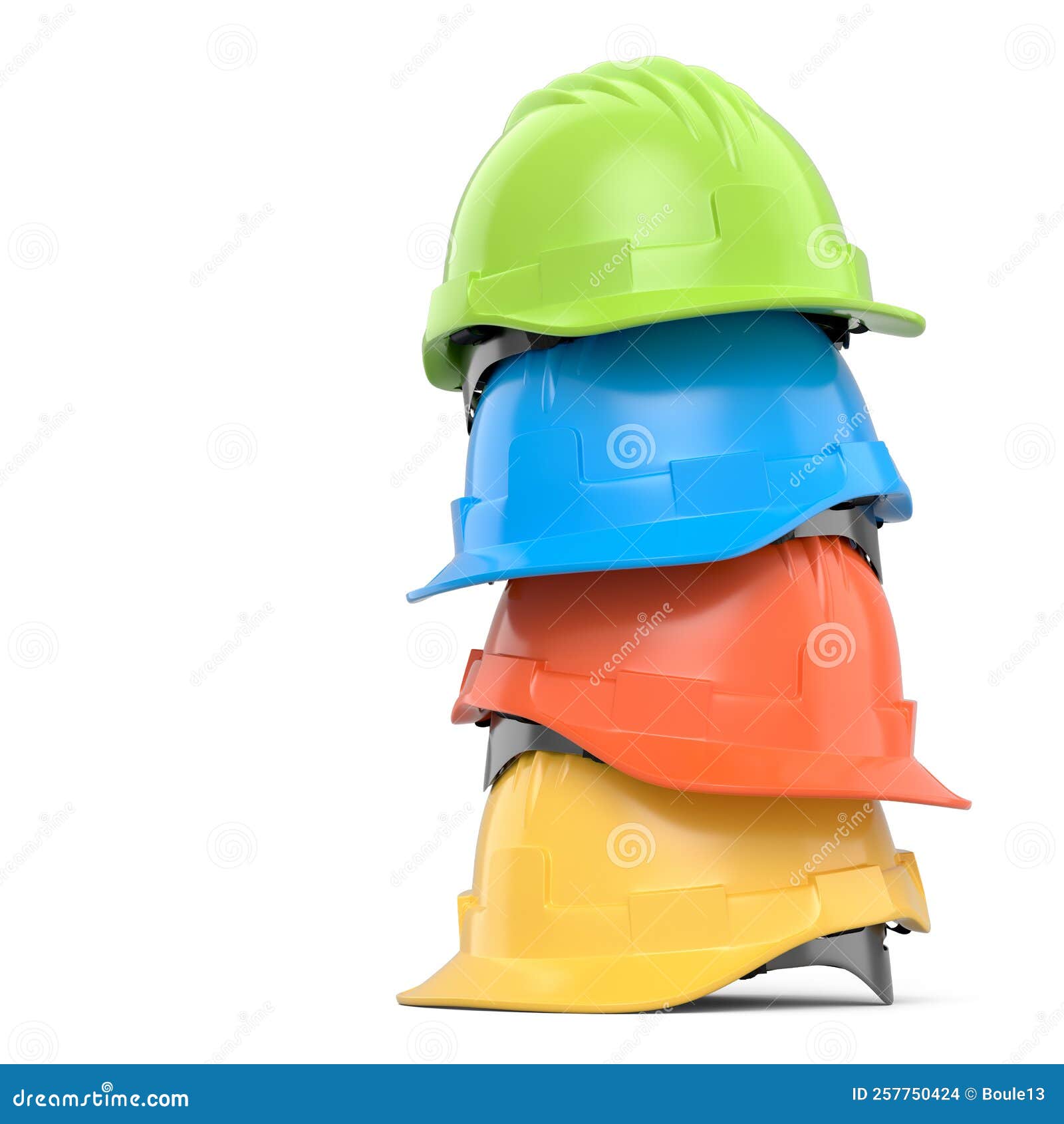 Stack of Safety Helmets or Hard Caps for Carpentry Work on White ...