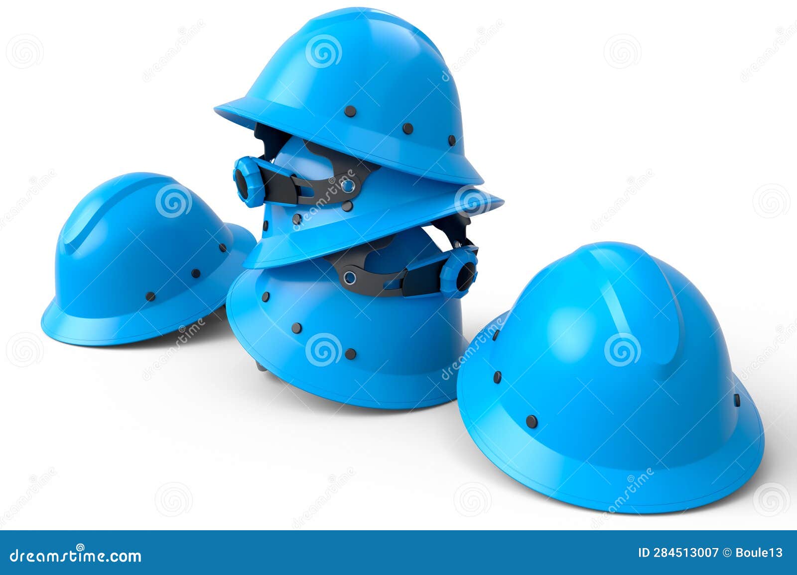 Stack of Safety Helmets or Hard Caps for Carpentry Work on White ...
