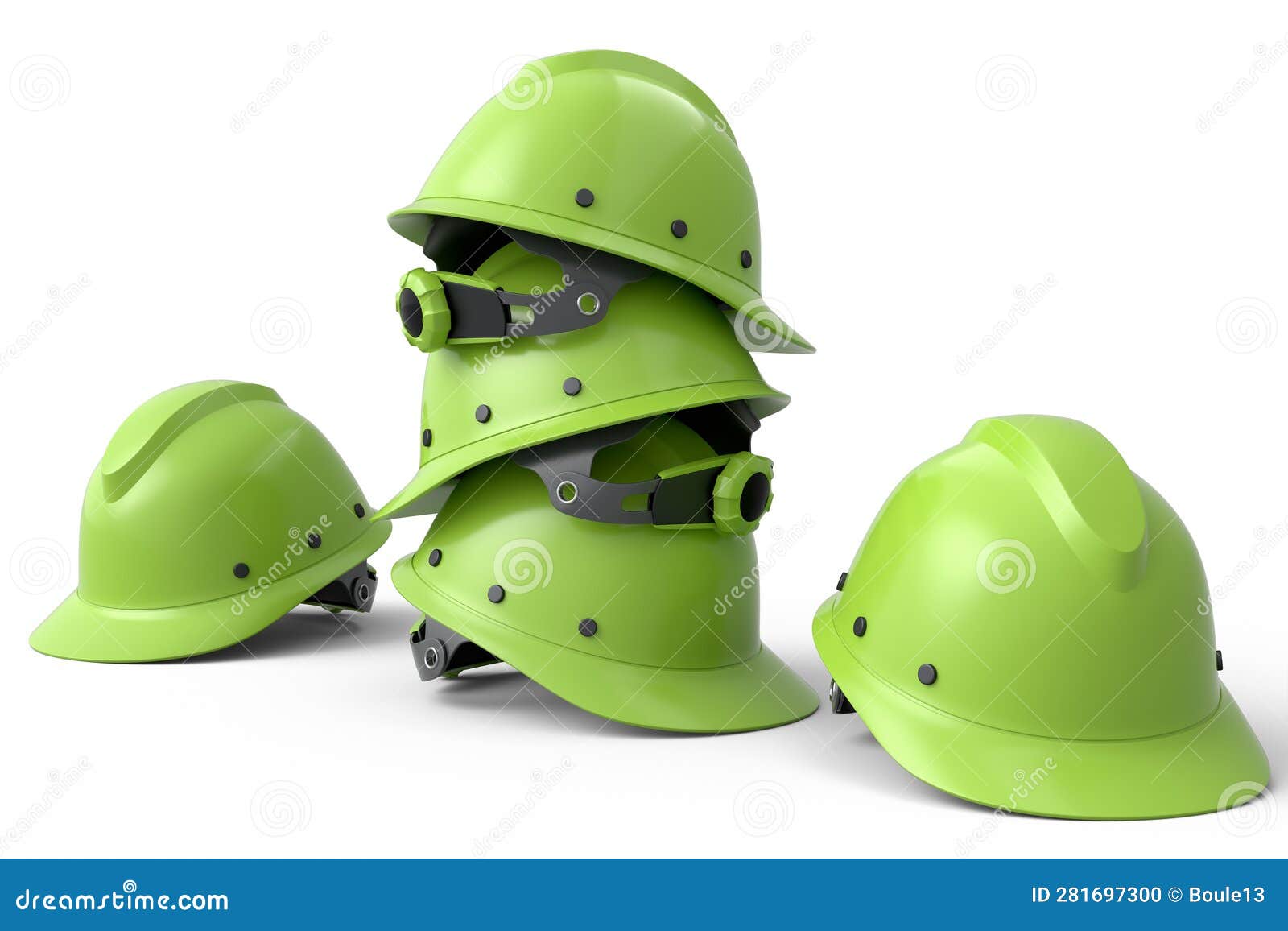 Stack of Safety Helmets or Hard Caps for Carpentry Work on White ...