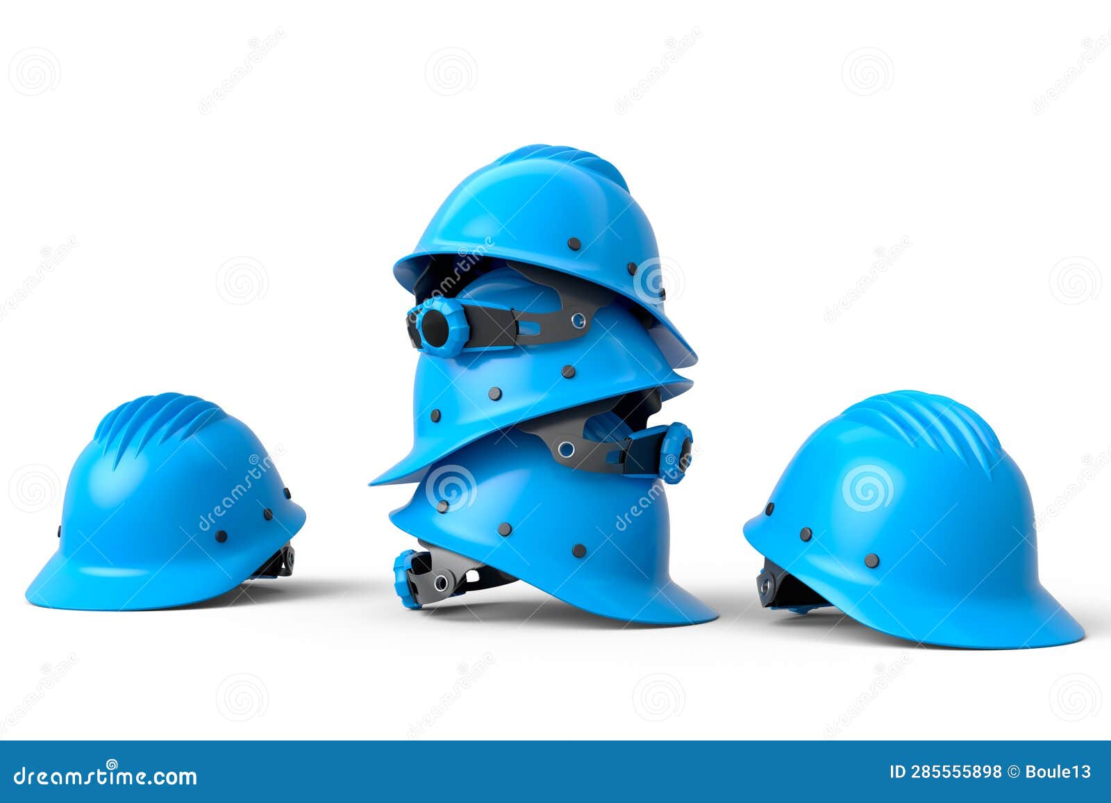 Stack of Safety Helmets or Hard Caps for Carpentry Work on White ...