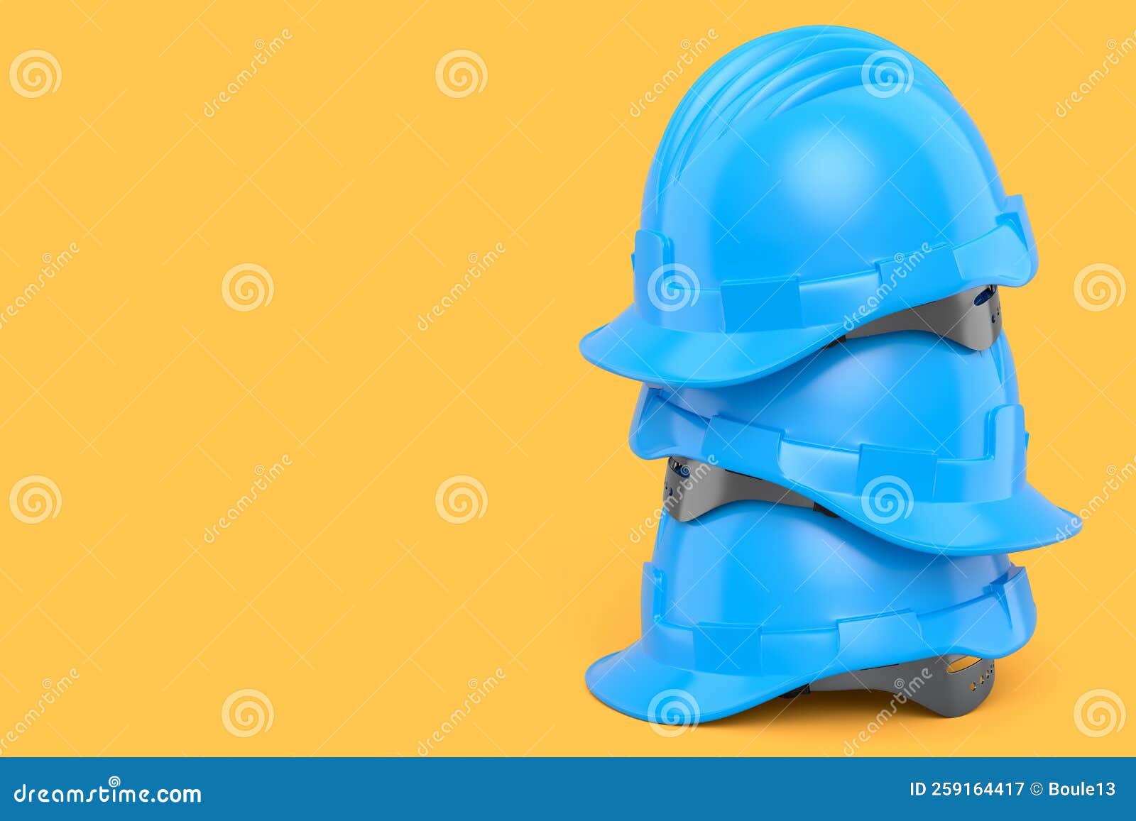 Stack of Safety Helmets or Hard Caps for Carpentry Work on Yellow ...
