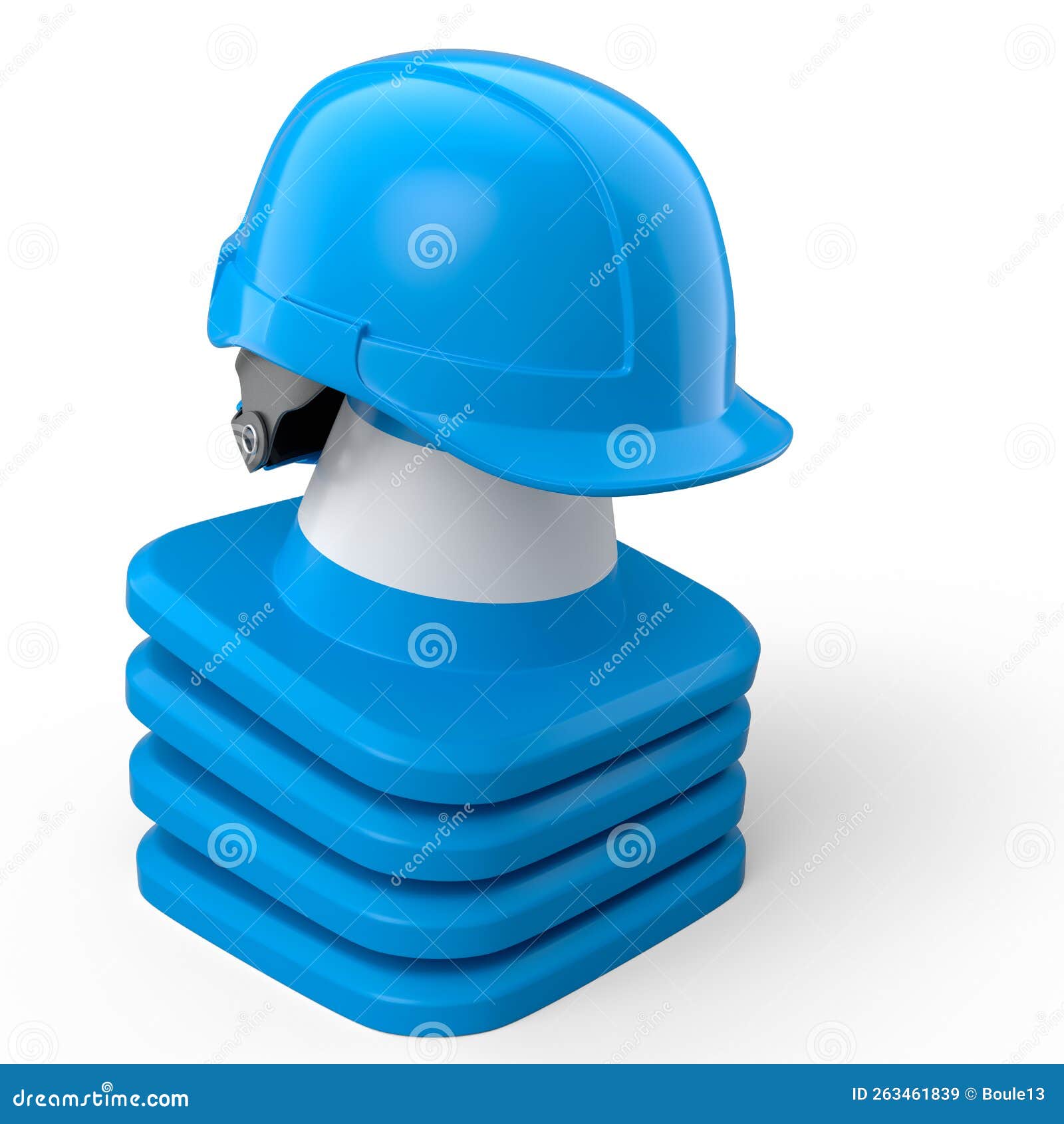 Stack of Safety Helmets or Hard Hats and Traffic Cones on White ...