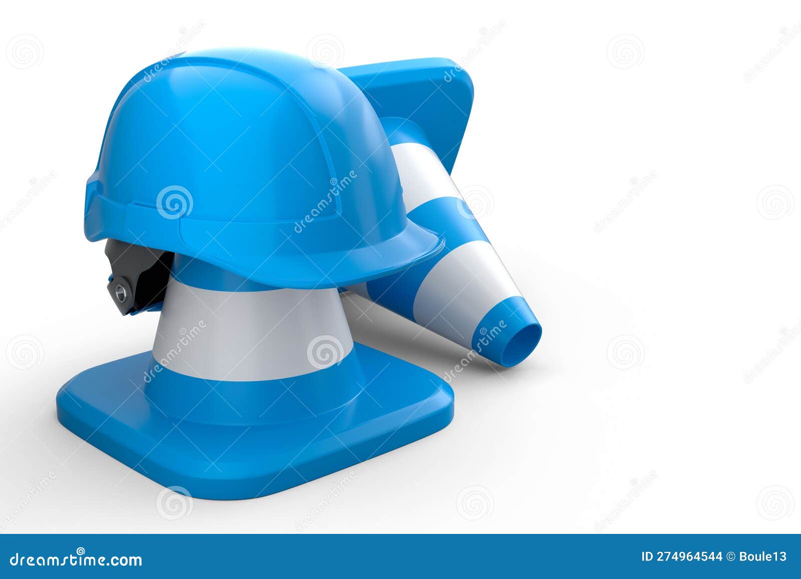 Stack of Safety Helmets or Hard Hats and Traffic Cones on White ...