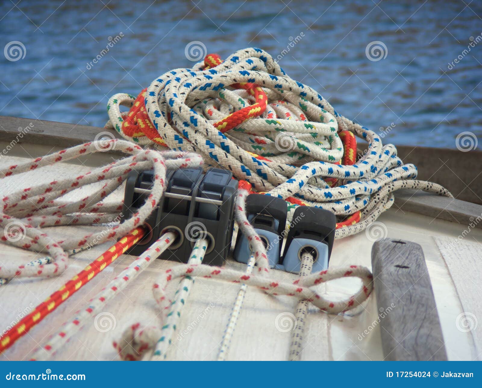 Stack of Sail Trimming Ropes on a Sailboat Stock Photo - Image of sail ...