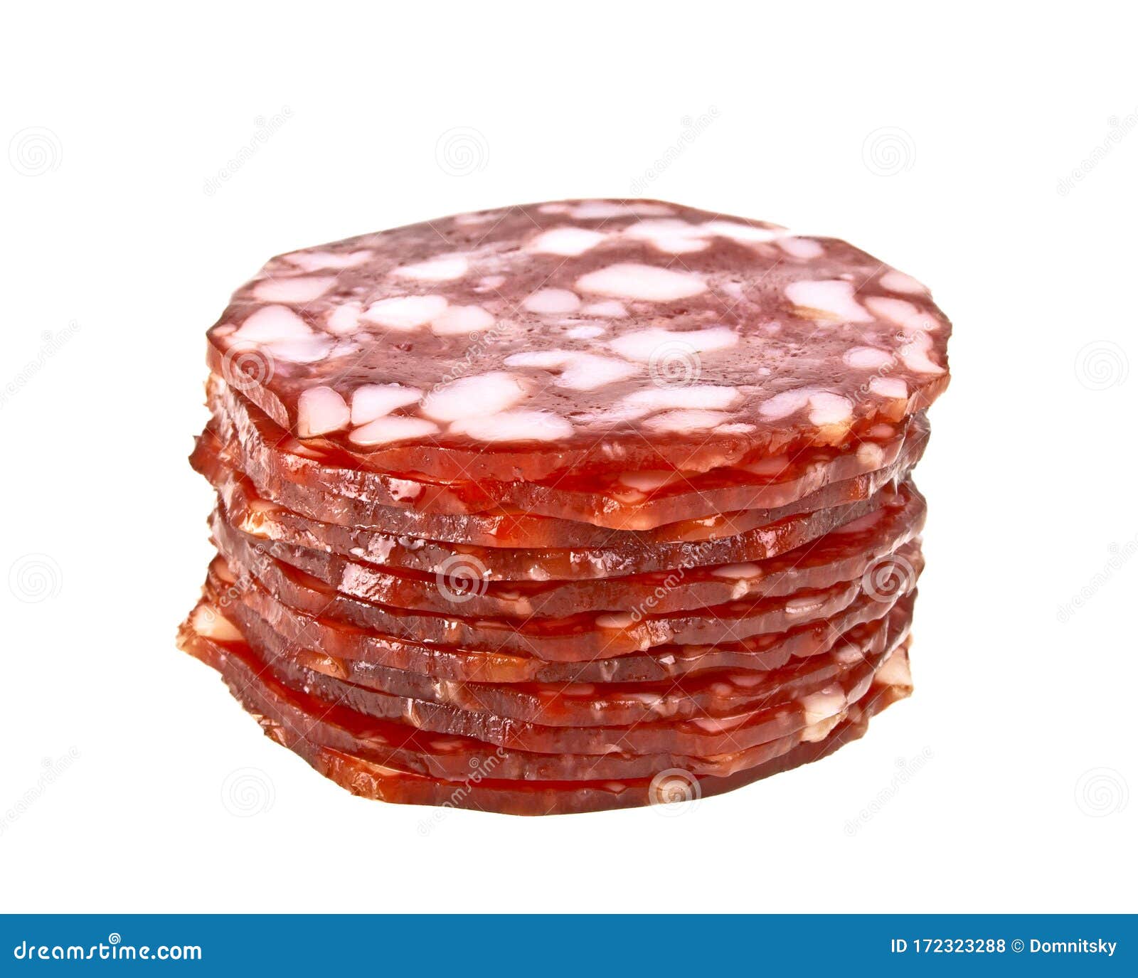 Stack of Salami Slices Isolated on White Background Stock Photo - Image ...