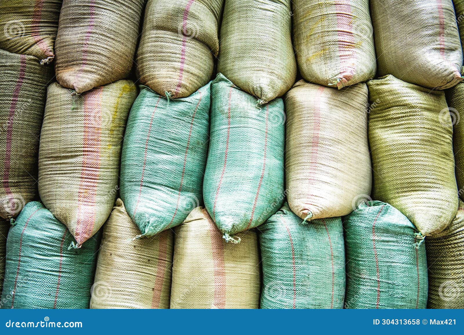 Stack of sand bags stock photo. Image of heavy, flooding - 304313658