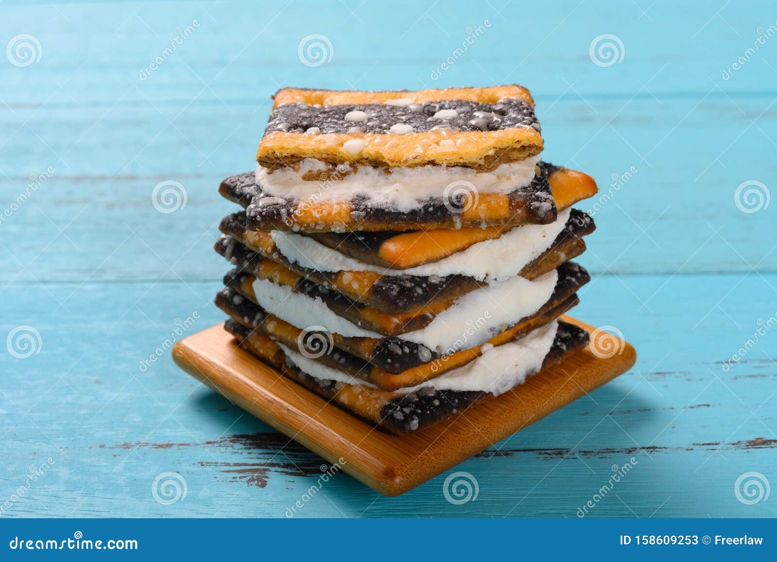 Stack of Sandwich Biscuits with White Cream Filling Stock Image - Image ...