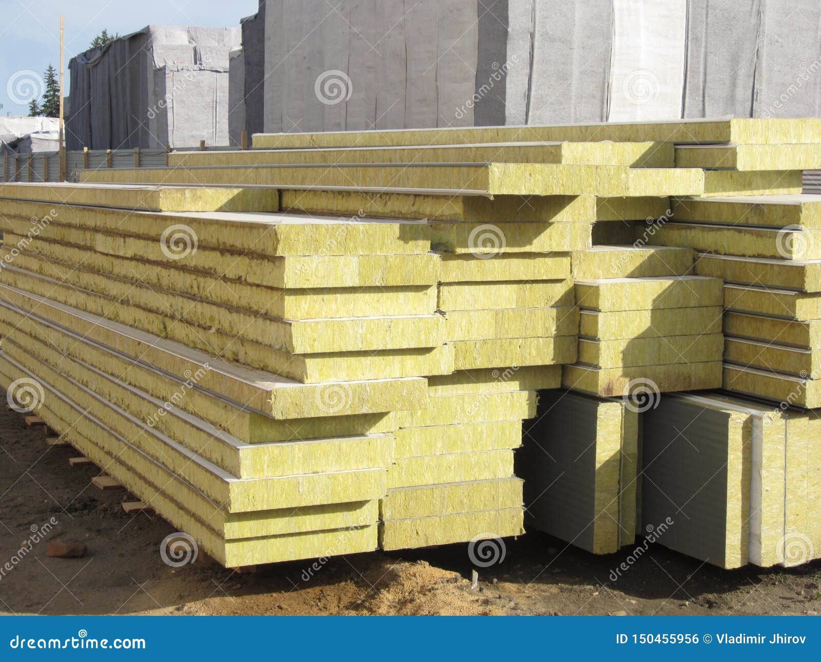 Stack of Sandwich Panels at a Construction Site Stock Photo - Image of ...