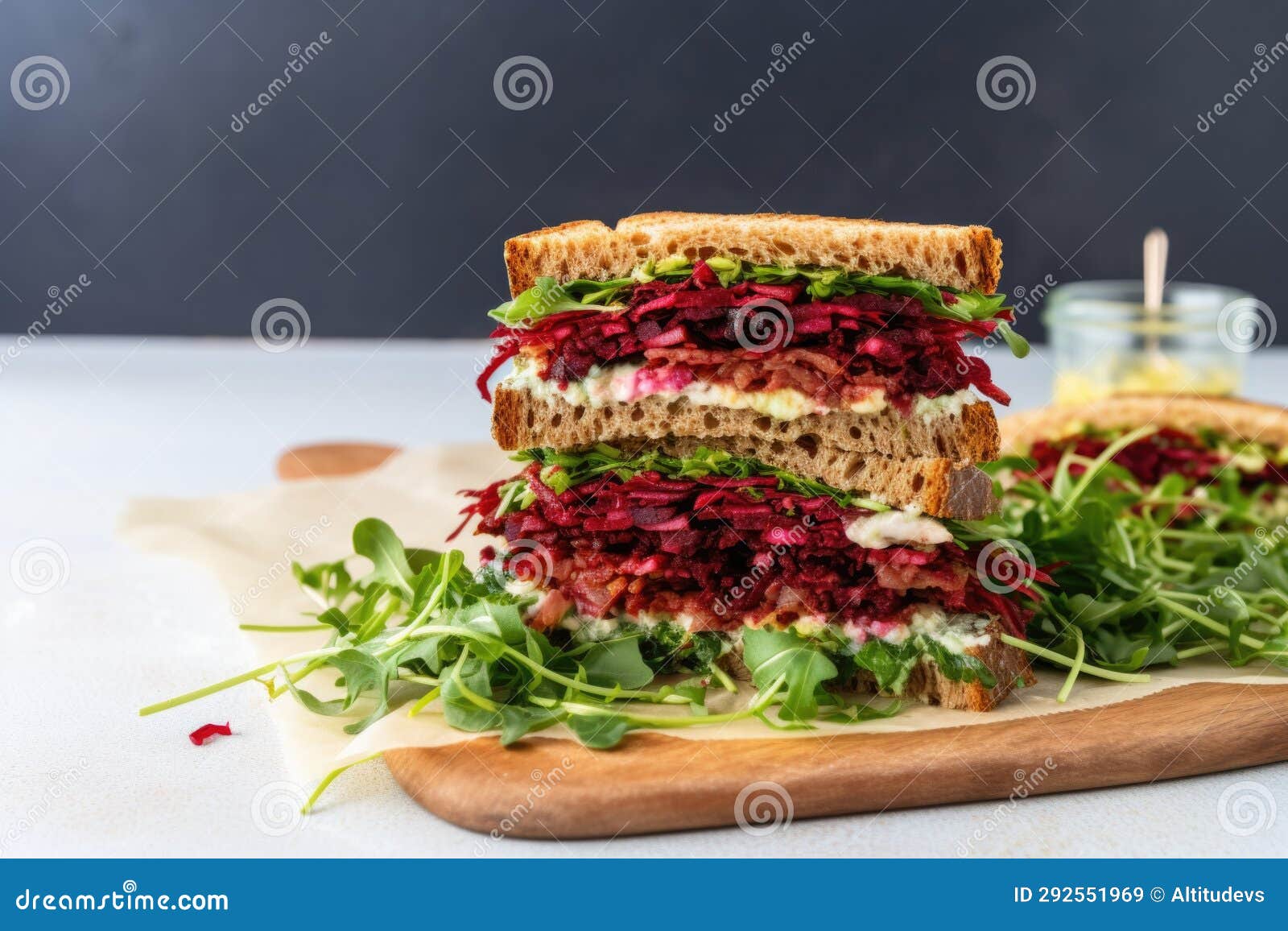 Stack of Sandwich Slices, Beetroot Salad To the Side Stock Image ...