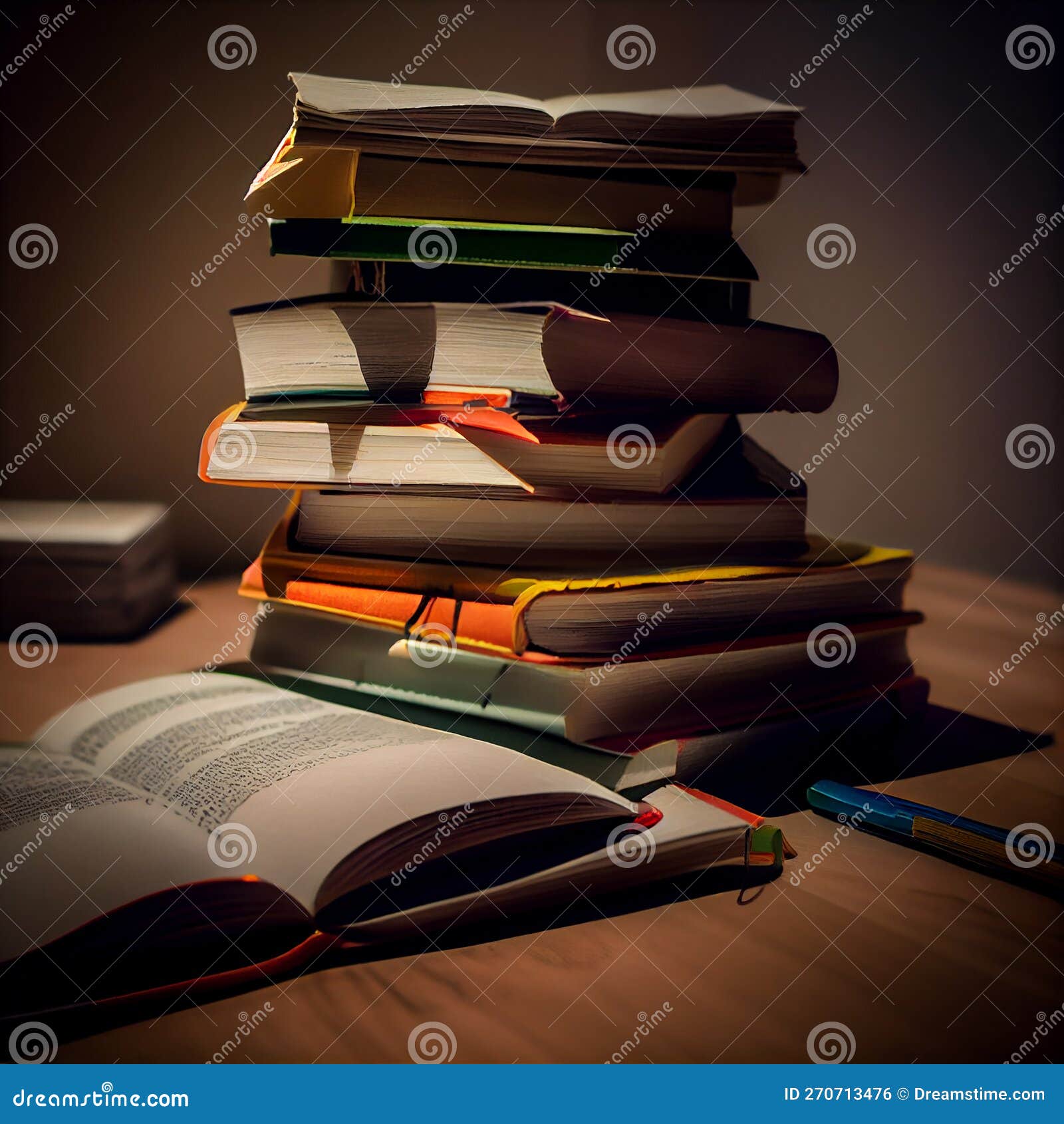 Stack of School Books, Generative AI Stock Illustration - Illustration ...
