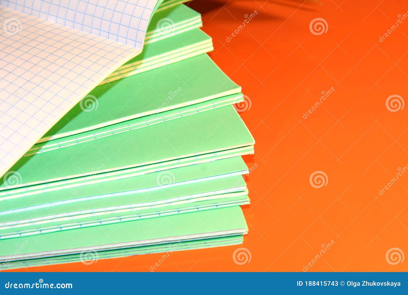 A Stack of School Green Notebooks on a Bright Background Stock Image ...